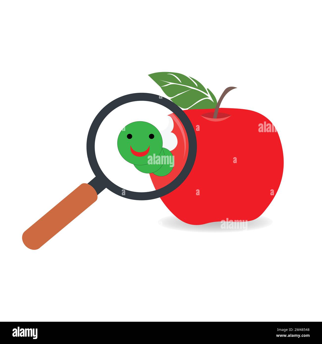 Bitten apple worm Stock Vector Images - Alamy