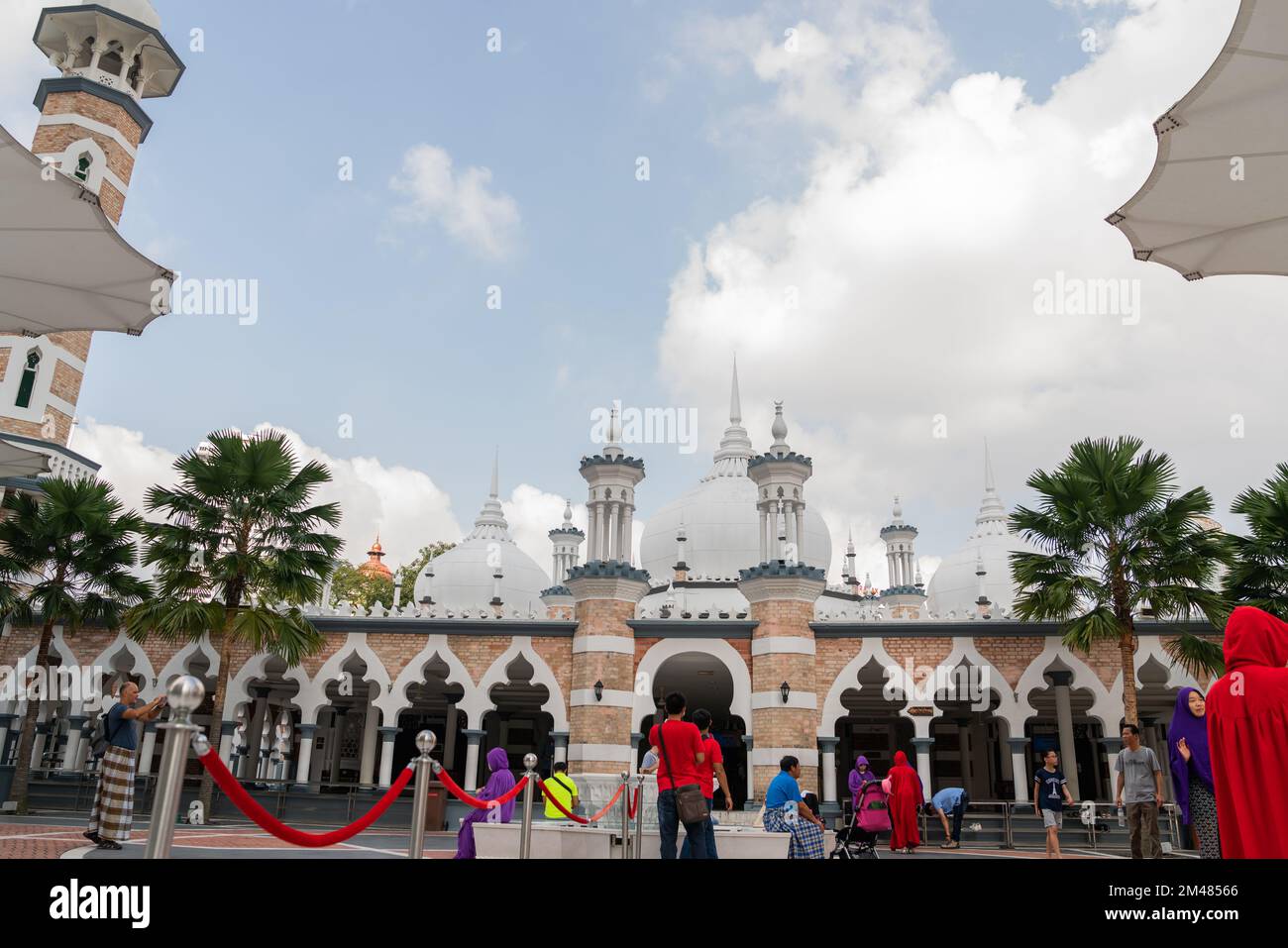A beautiful view of Jamek Mosque against a blue sky background with ...