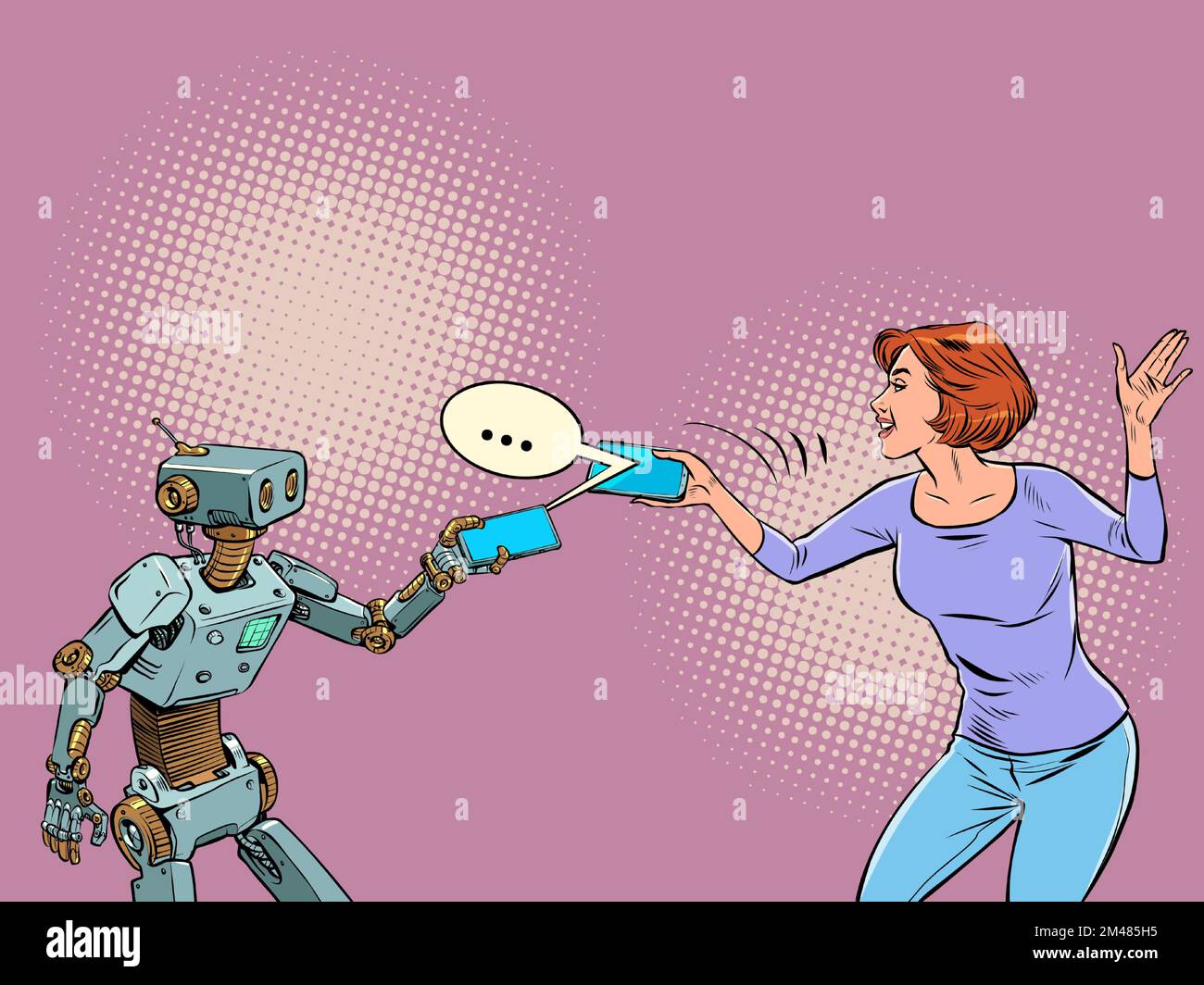 Woman on phone in bubble Stock Vector Images - Alamy