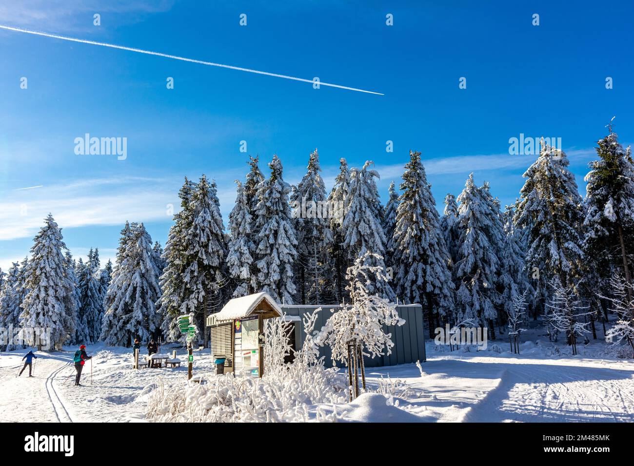 Beautiful winter landscape on the heights of the Thuringian Forest near ...