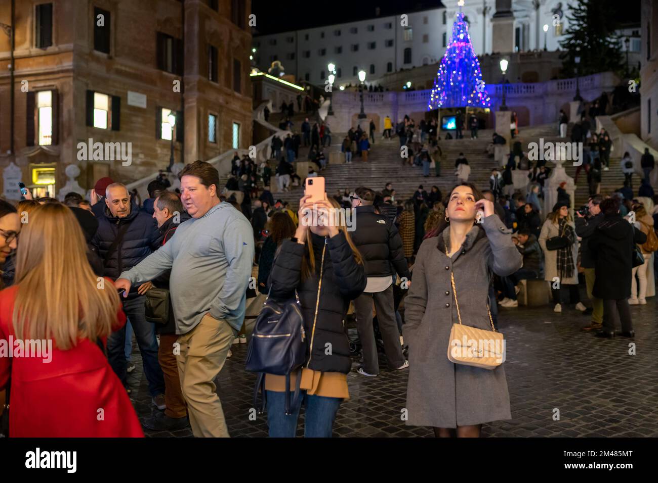 Rome, Italy - November 26, 2022: Two girls take a selfie with their ...