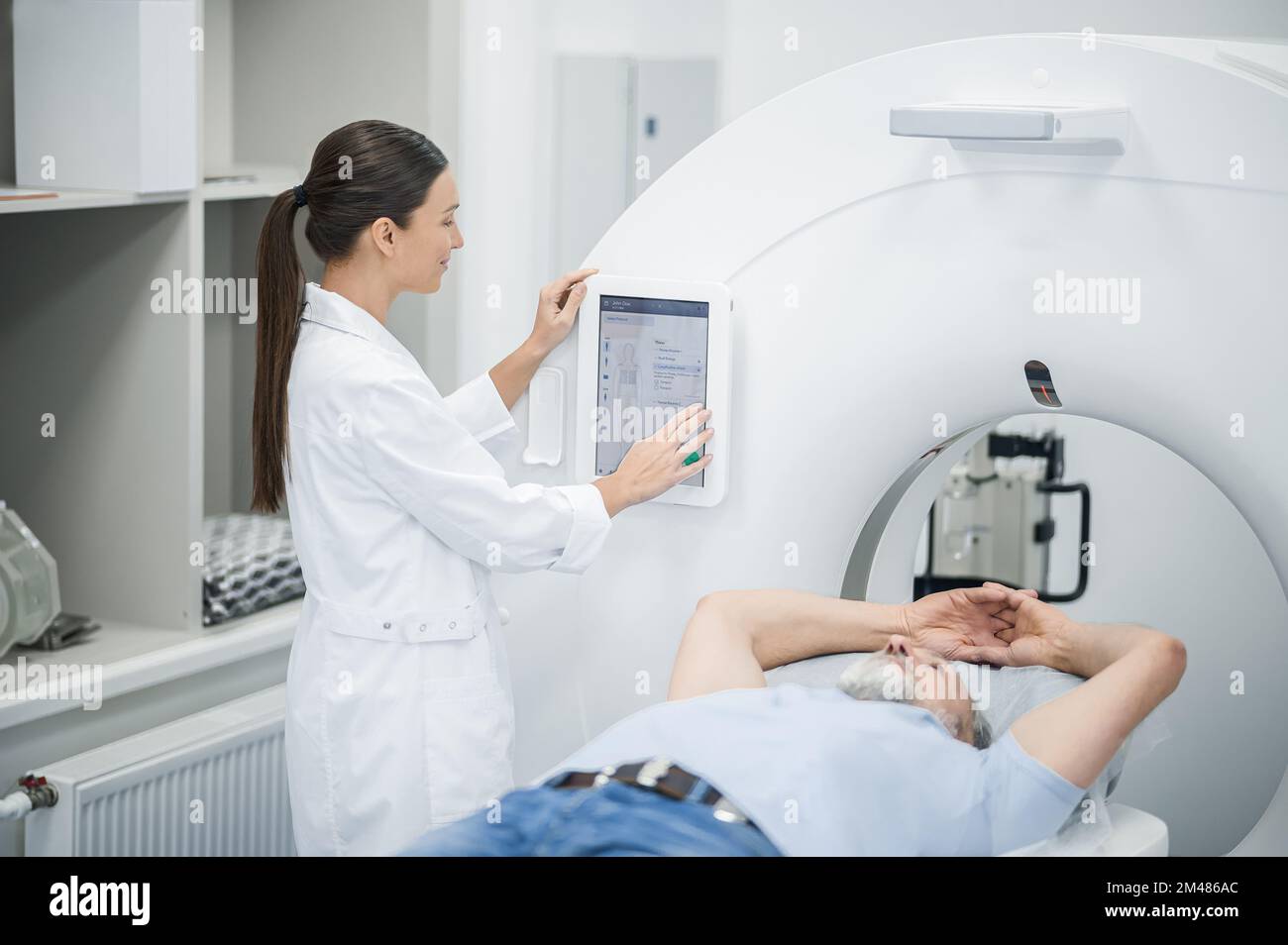 Patient undergoing the MRI investigation in the medical center Stock ...