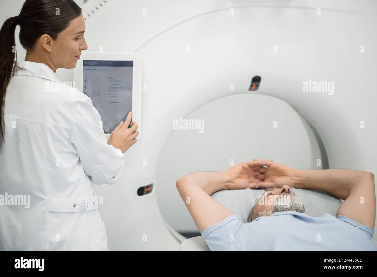 Patient undergoing the MRI investigation in the medical center Stock ...
