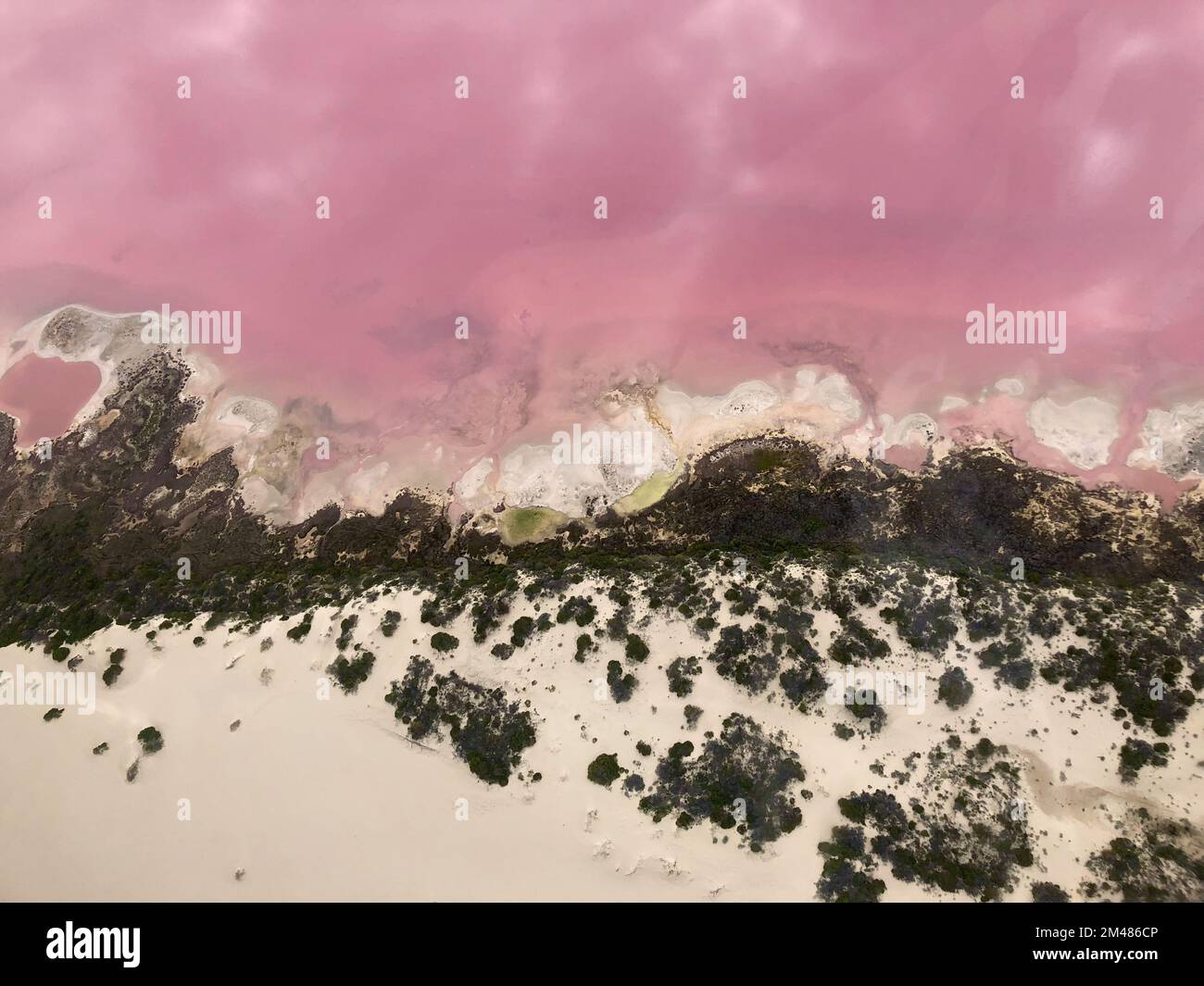 A top view of the Hutt Lagoon with its sandy beach Stock Photo - Alamy