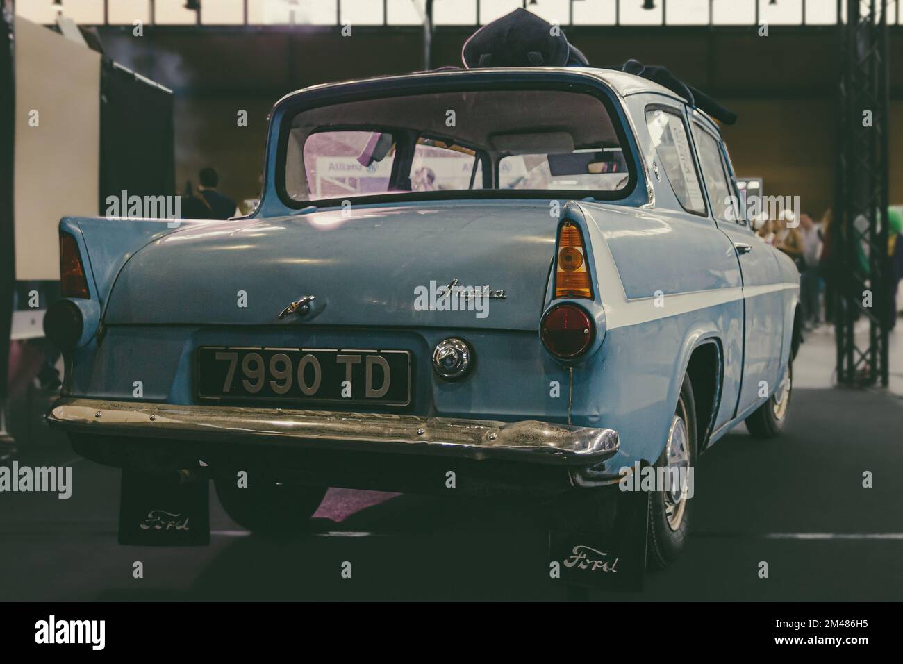 A closeup of the flying car from the Harry Potter movie at the Comic ...