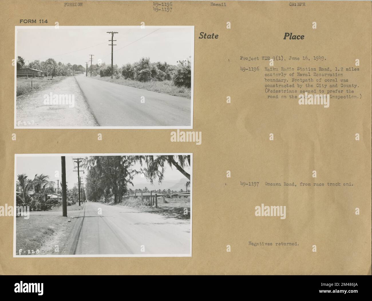 Haiku Radio Station Road, Oneawa Road. Original caption: Project WDR 9 ...