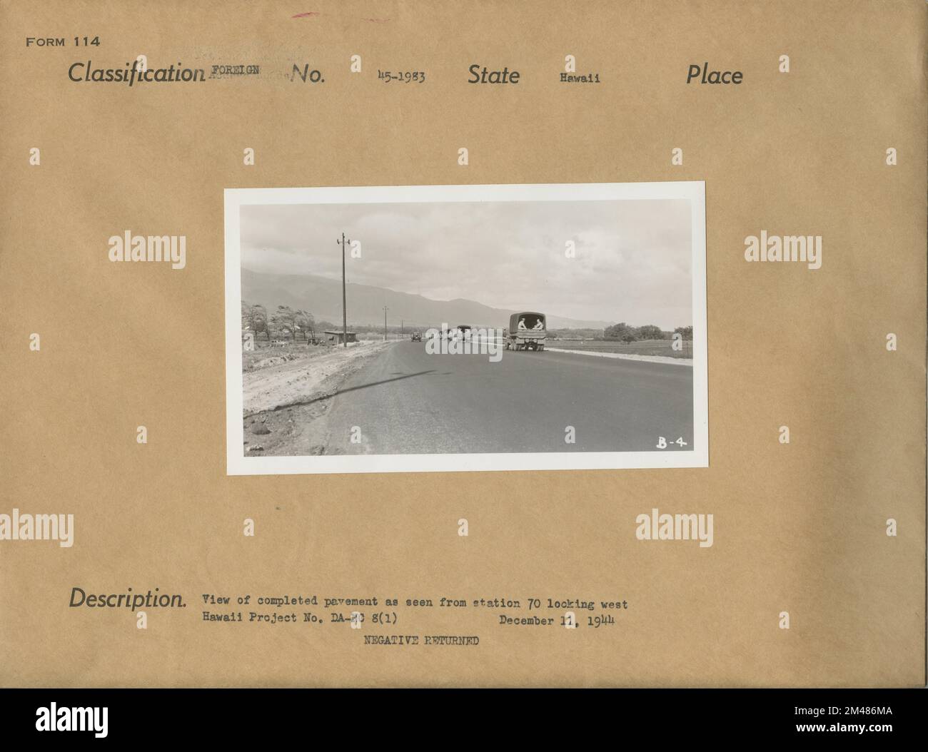 Completed Pavement at Station 70. Original caption: View of completed ...