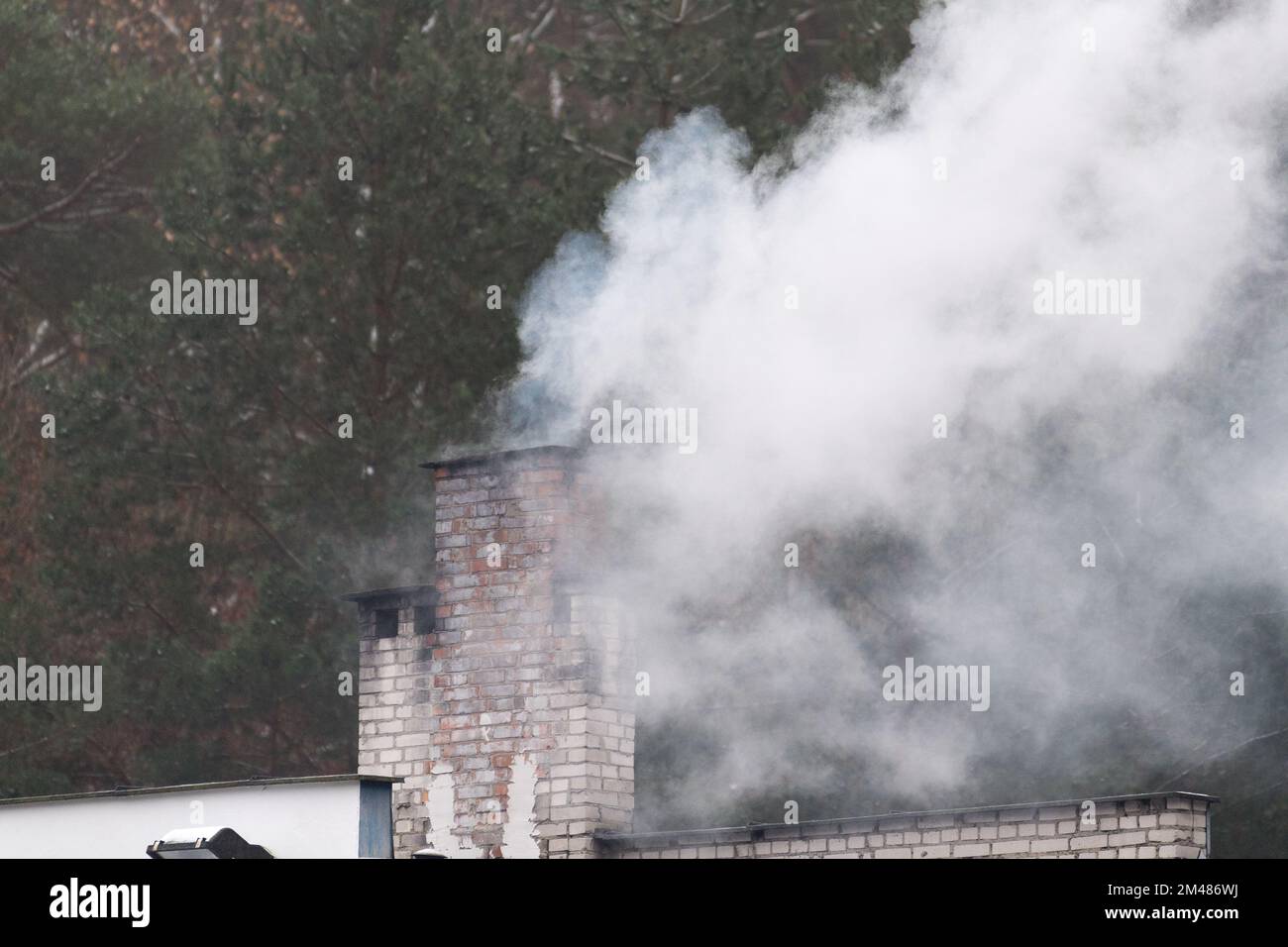 Winter air pollution by smoking chimney in Gdansk, Poland © Wojciech ...