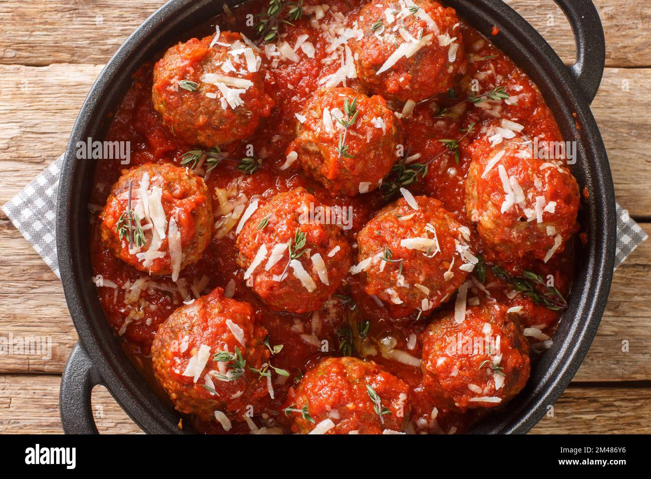 Italian Traditional Dish Polpette al sugo meatballs in tomato sauce on ...