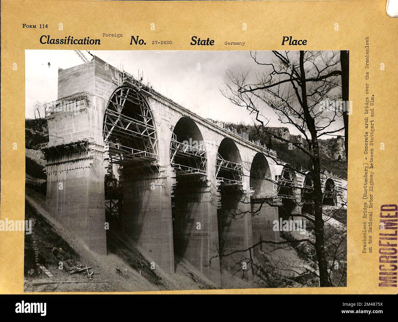 Drachenloch Bridge Between Stuttgart and Ulm. Original caption ...
