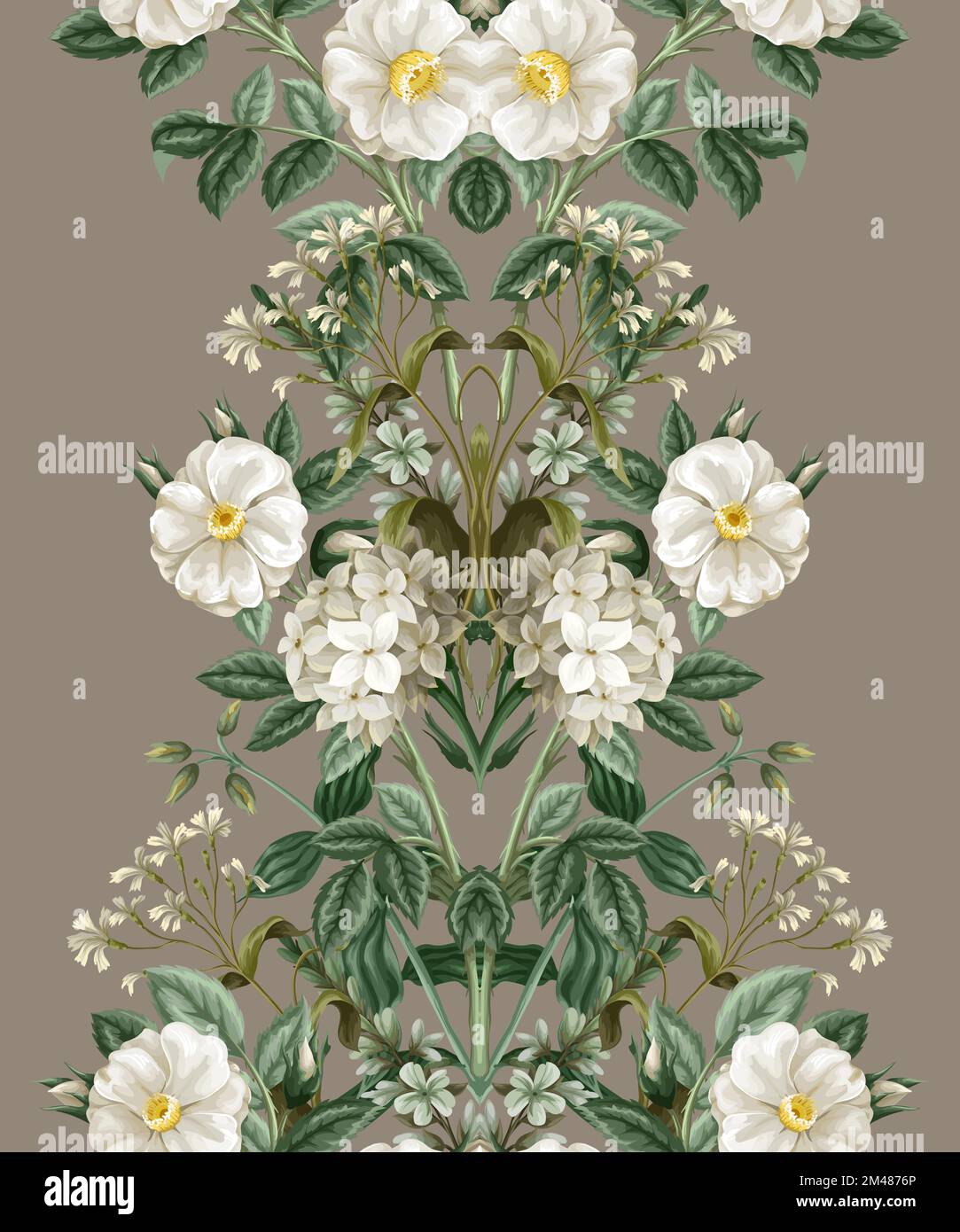 Seamless pattern roses leaves Stock Vector Images - Alamy