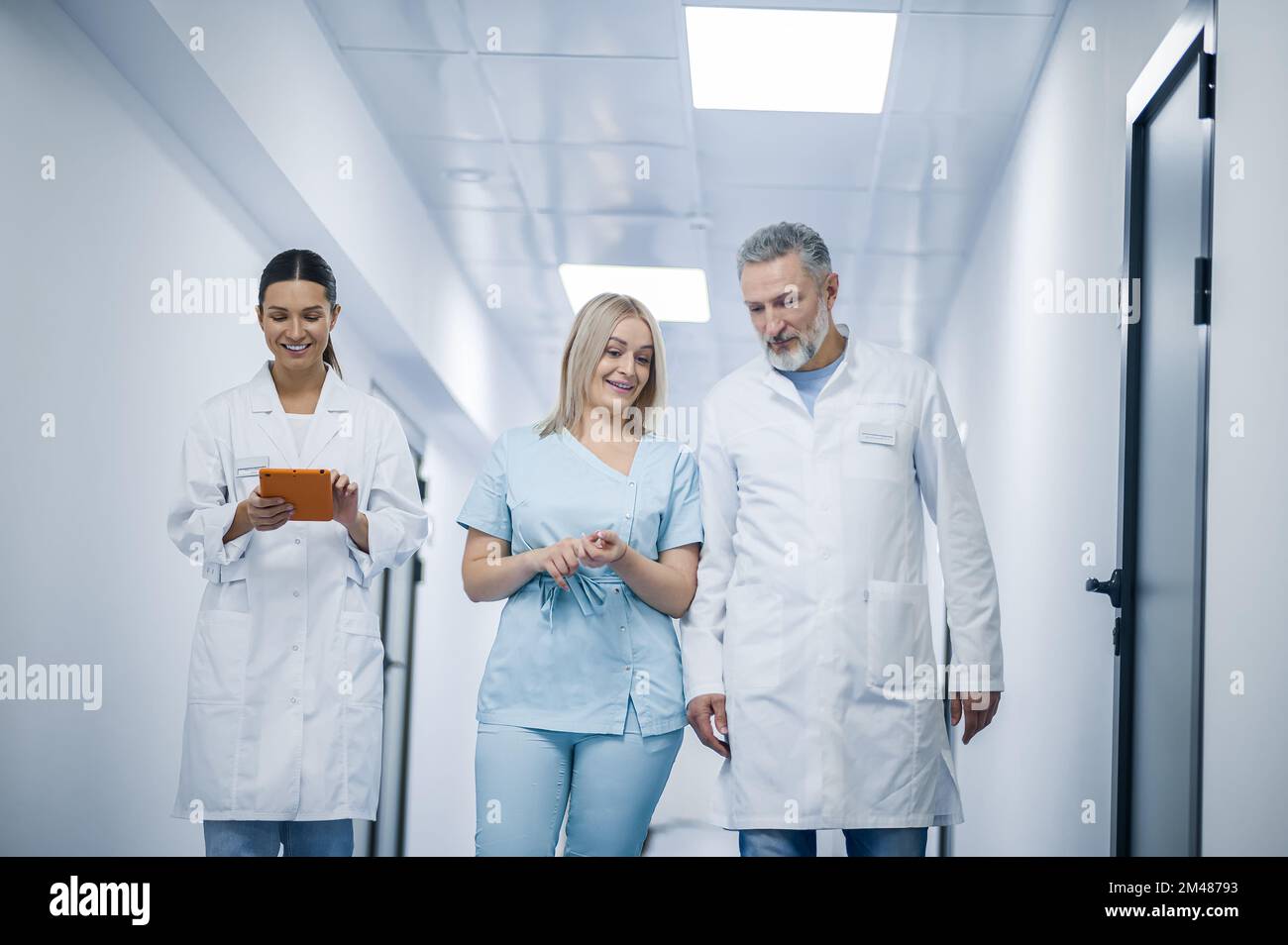 Group of doctors in the clinic corridor Stock Photo - Alamy