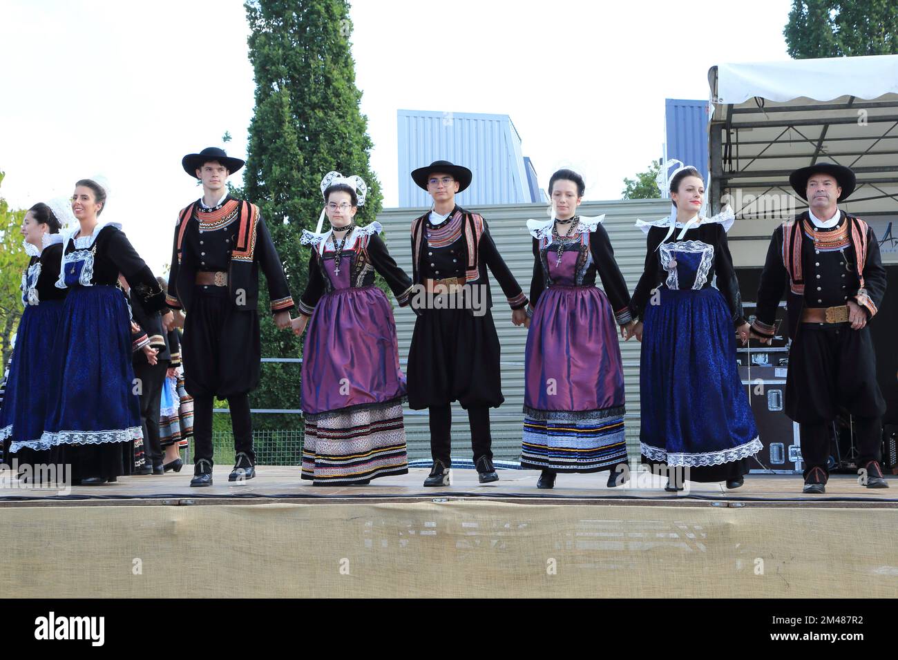 Breton dancing in traditional costumes at Oyster Festival at Arradon ...