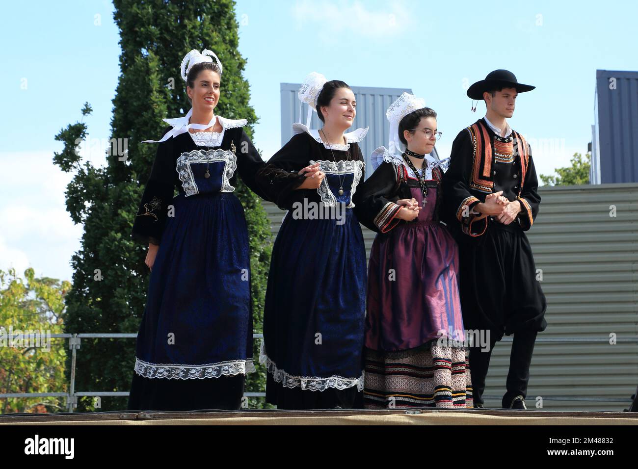 Breton dancing in traditional costumes at Oyster Festival at Arradon ...