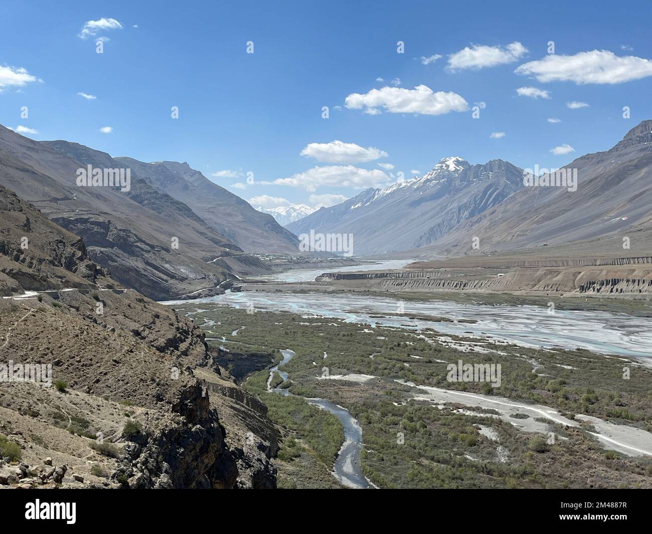 A landscape view of Hanging Valley range mountains in Himachal Pradesh ...