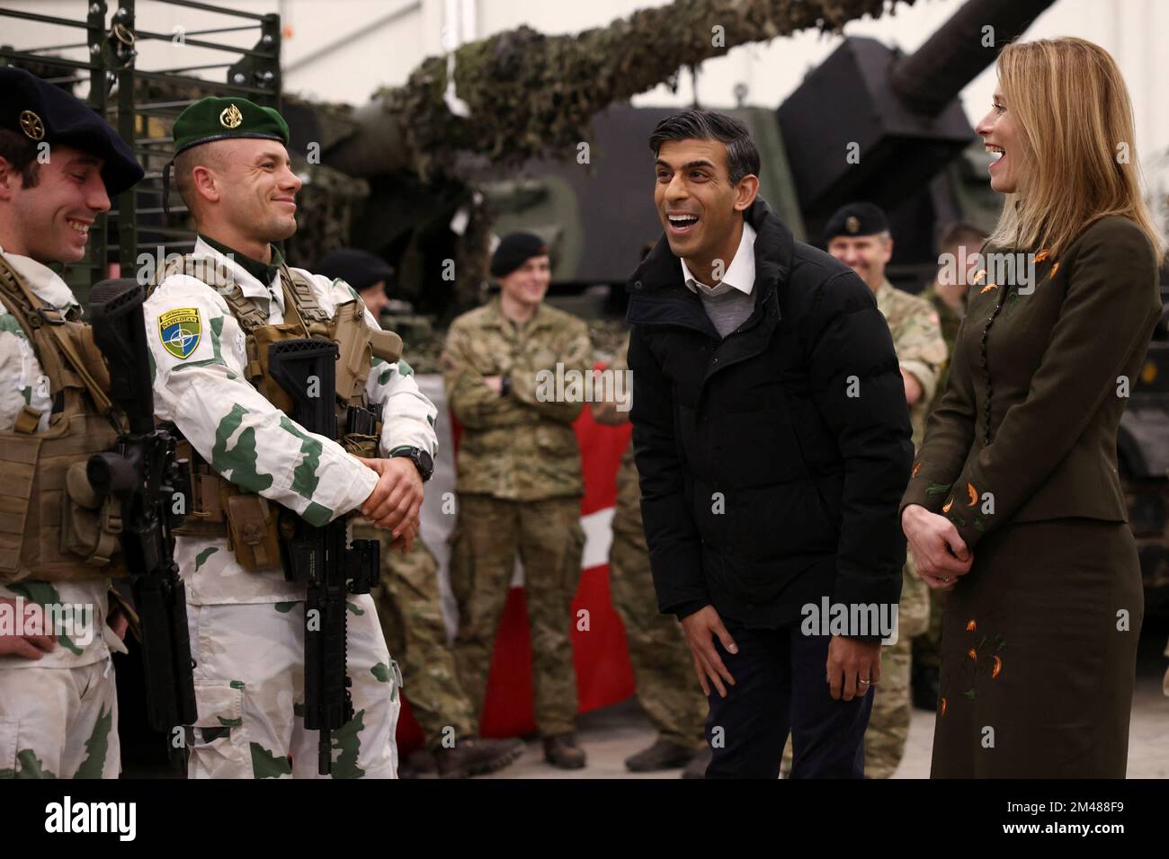 Prime Minister Rishi Sunak talks with French troops at the Tapa ...