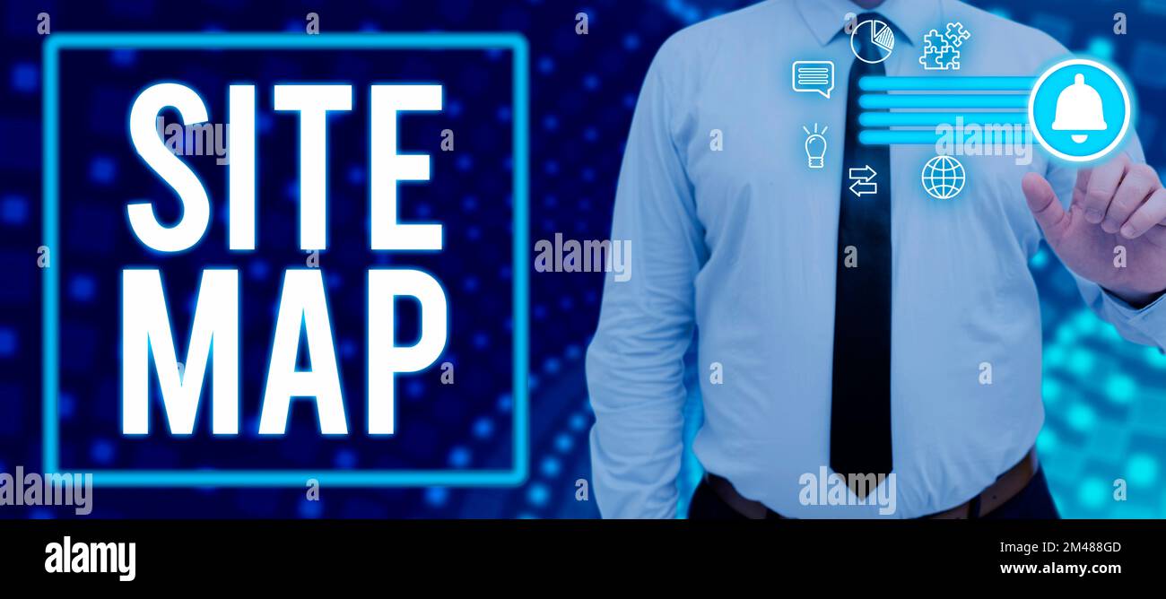 Hand writing sign Site Map. Business approach designed to help both ...