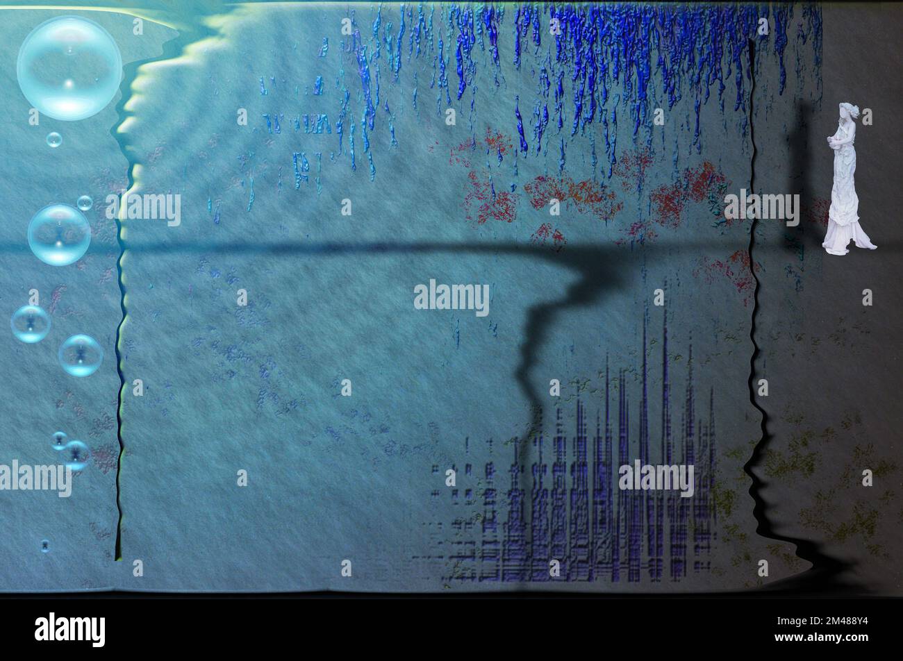 Modern abstract in azure tints. 3D rendering Stock Photo - Alamy