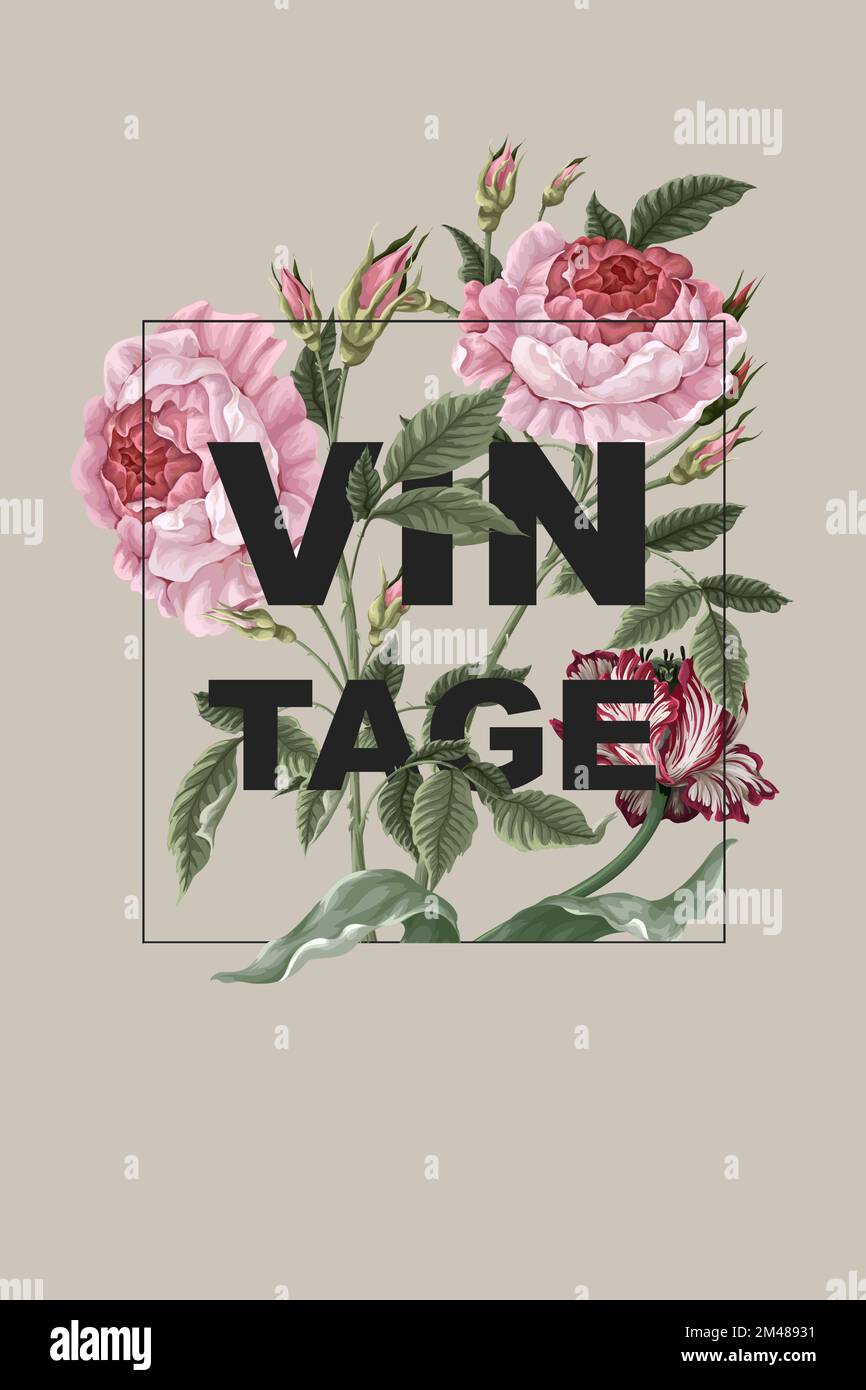 Vintage invitation card roses pattern hi-res stock photography and ...