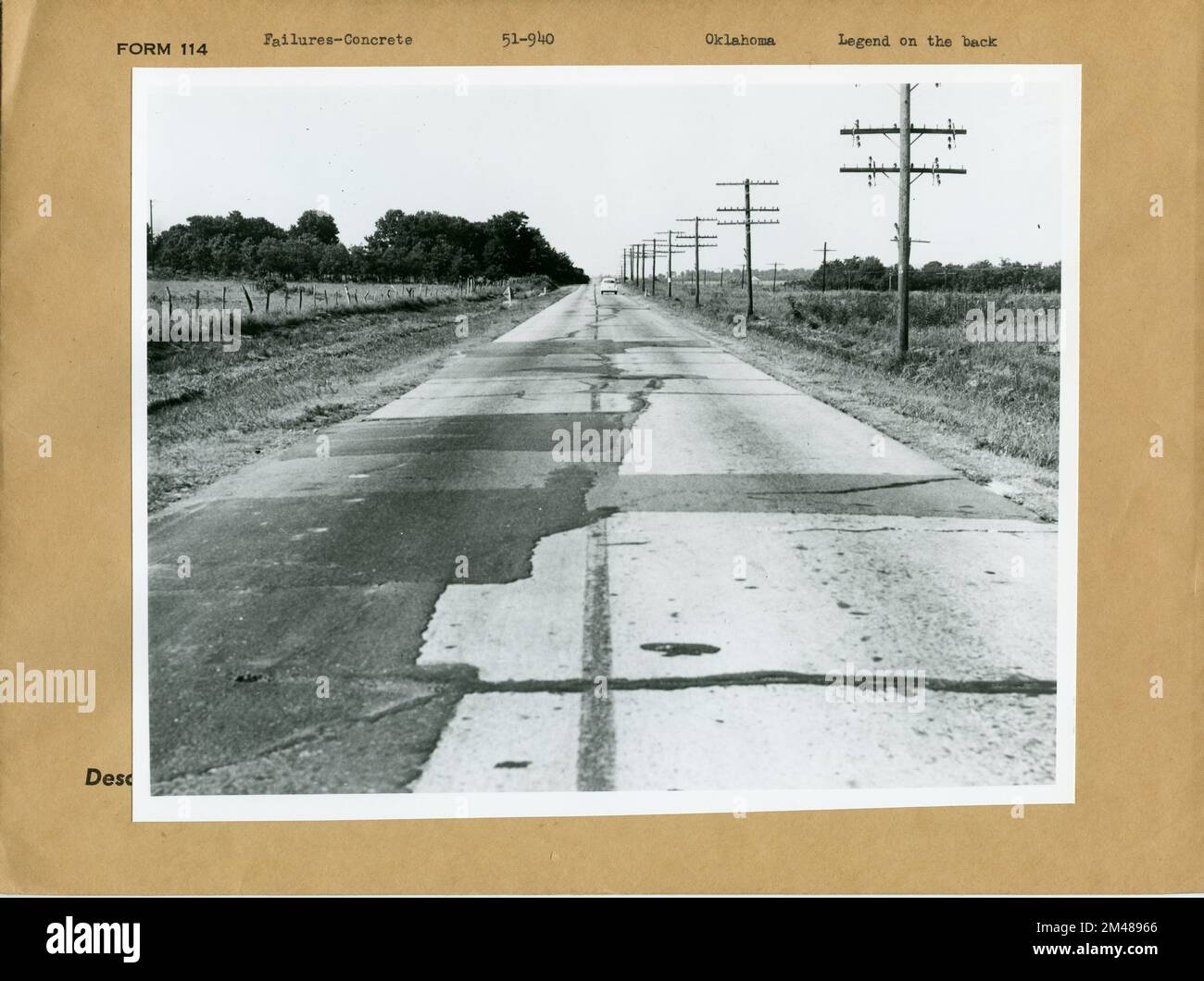 Damaged Road Along U.S. 69. Original caption: Rough, broken-up 18 foot ...