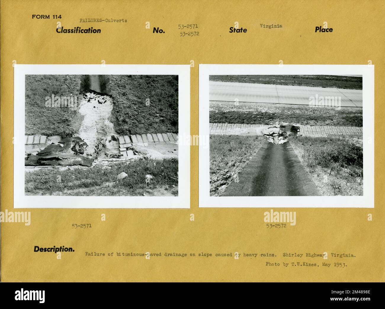 Failure of Drainage on Slope Caused By Heavy Rains. Original caption ...