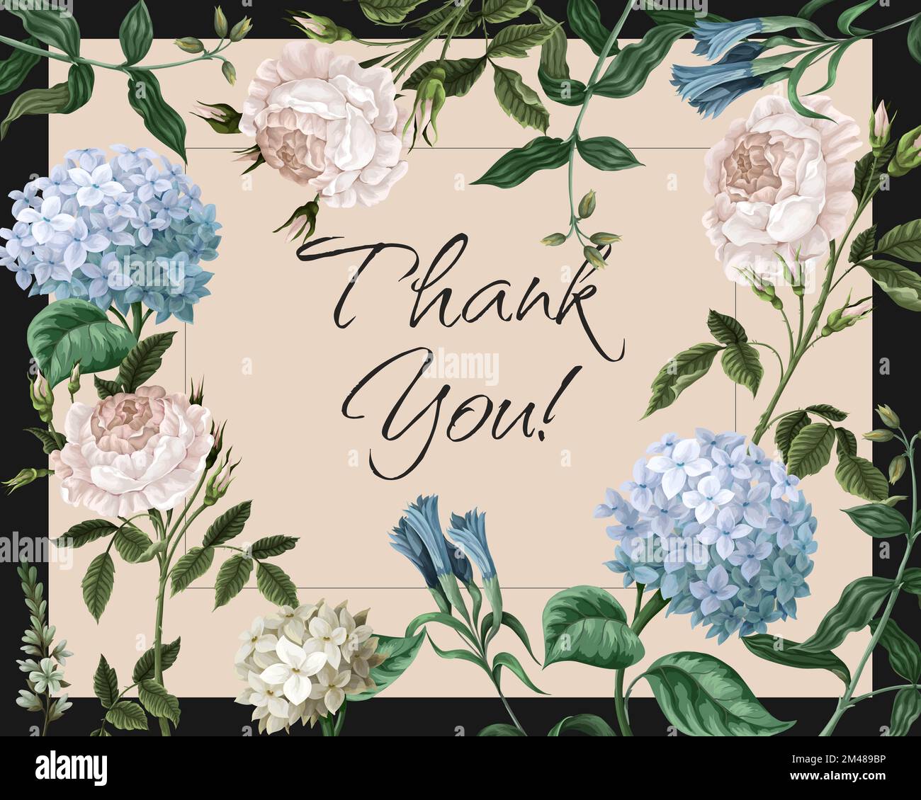 Invitation card with hydrangeas and roses. Vector Stock Vector Image ...