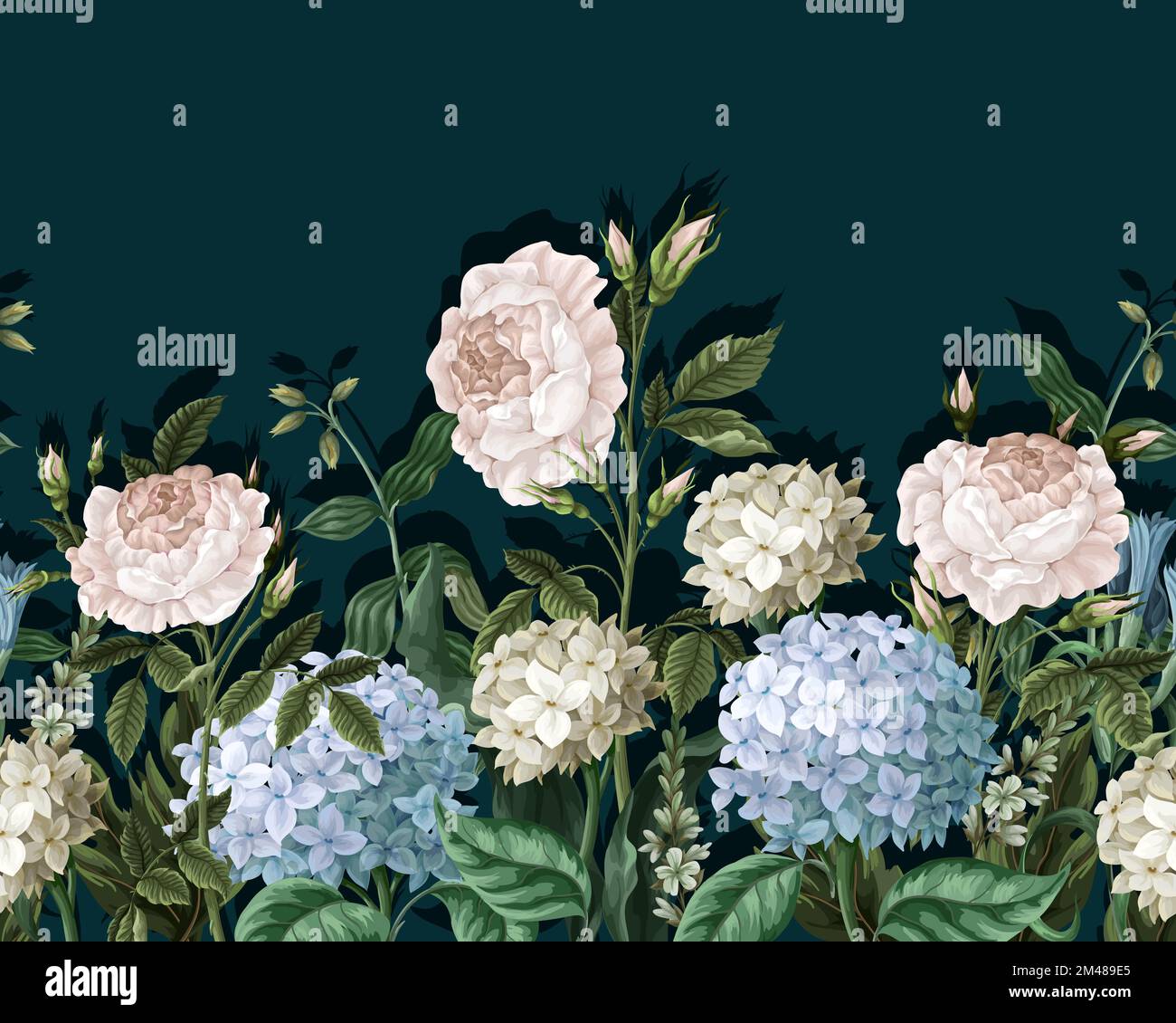 Pink hydrangea flower border Stock Vector Images - Alamy