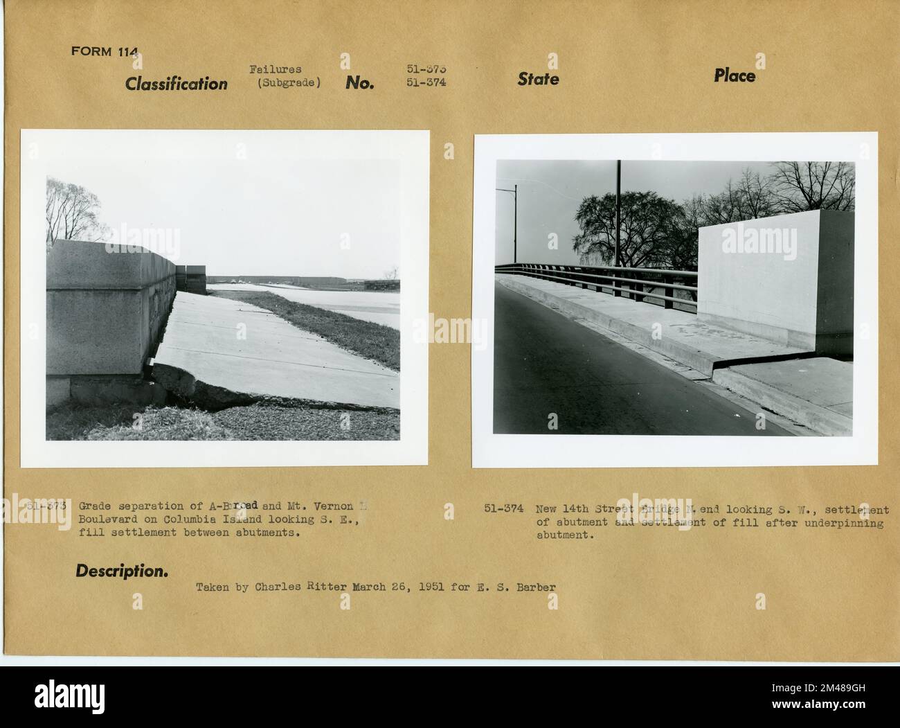 Grade Separation and Fill Settlement, New 14th Street Bridge. Original ...