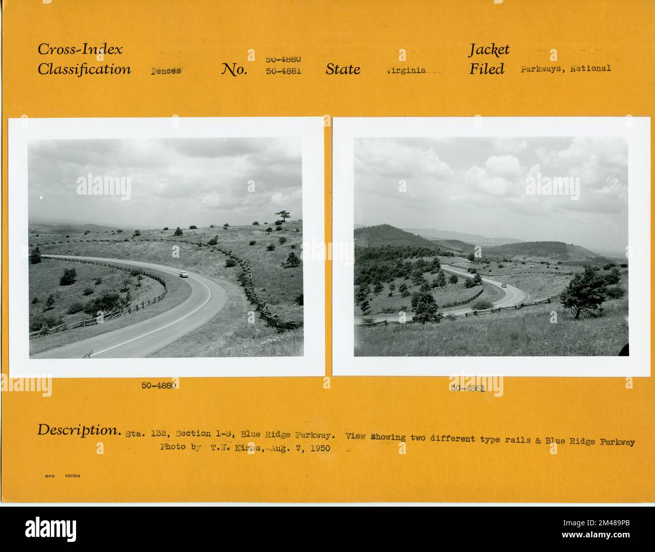 Two Different Rail Types, Blue Ridge Parkway. Original caption: Sta ...
