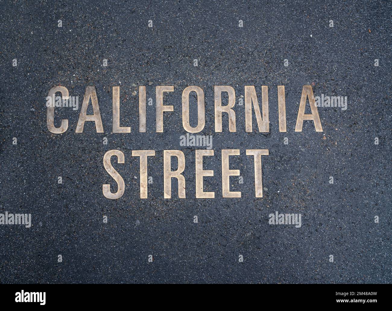 Brass embedded street sign for California Street in San Francisco Stock ...