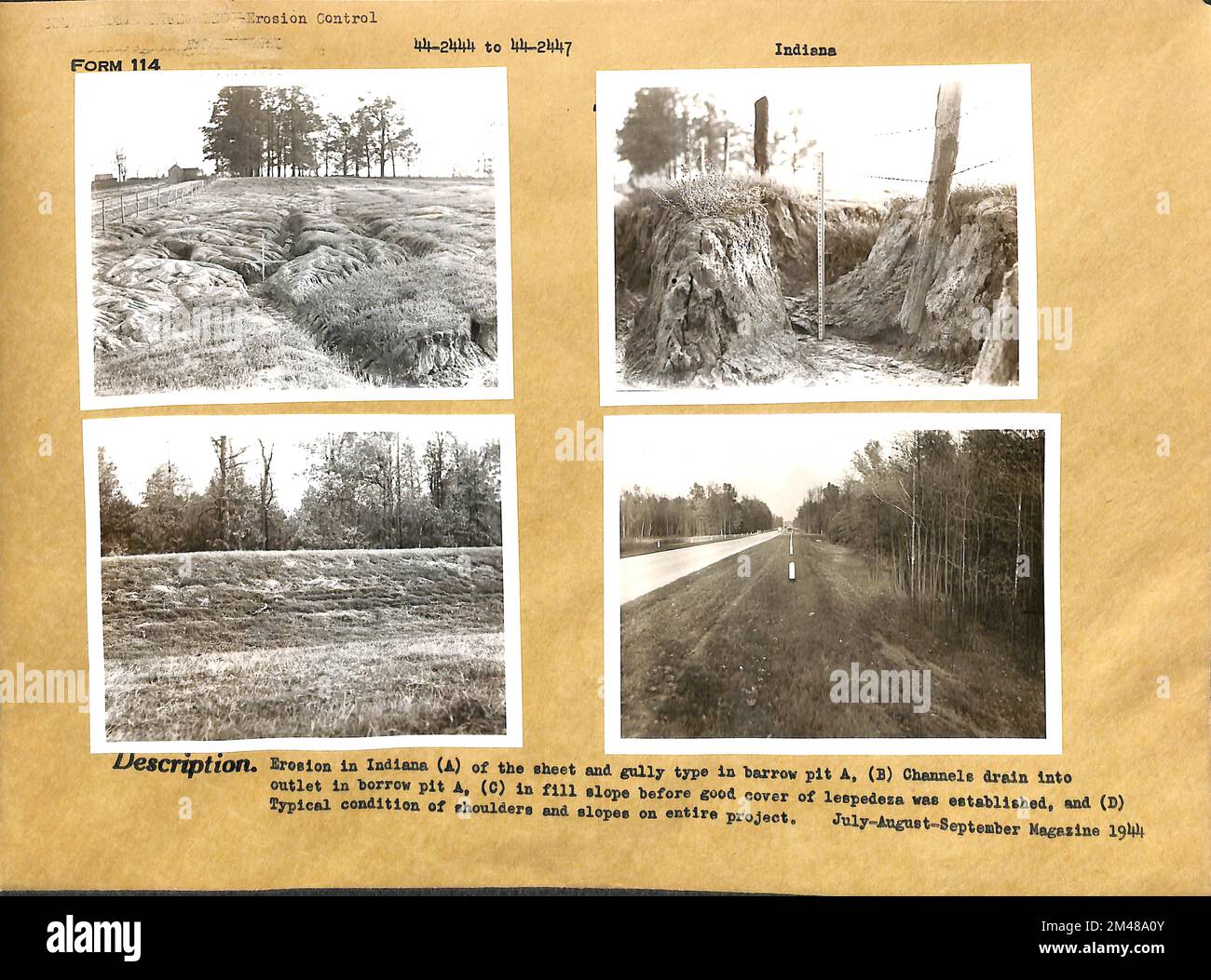 Erosion in Indiana 1944. Original caption: Erosion in Indiana (A) of ...