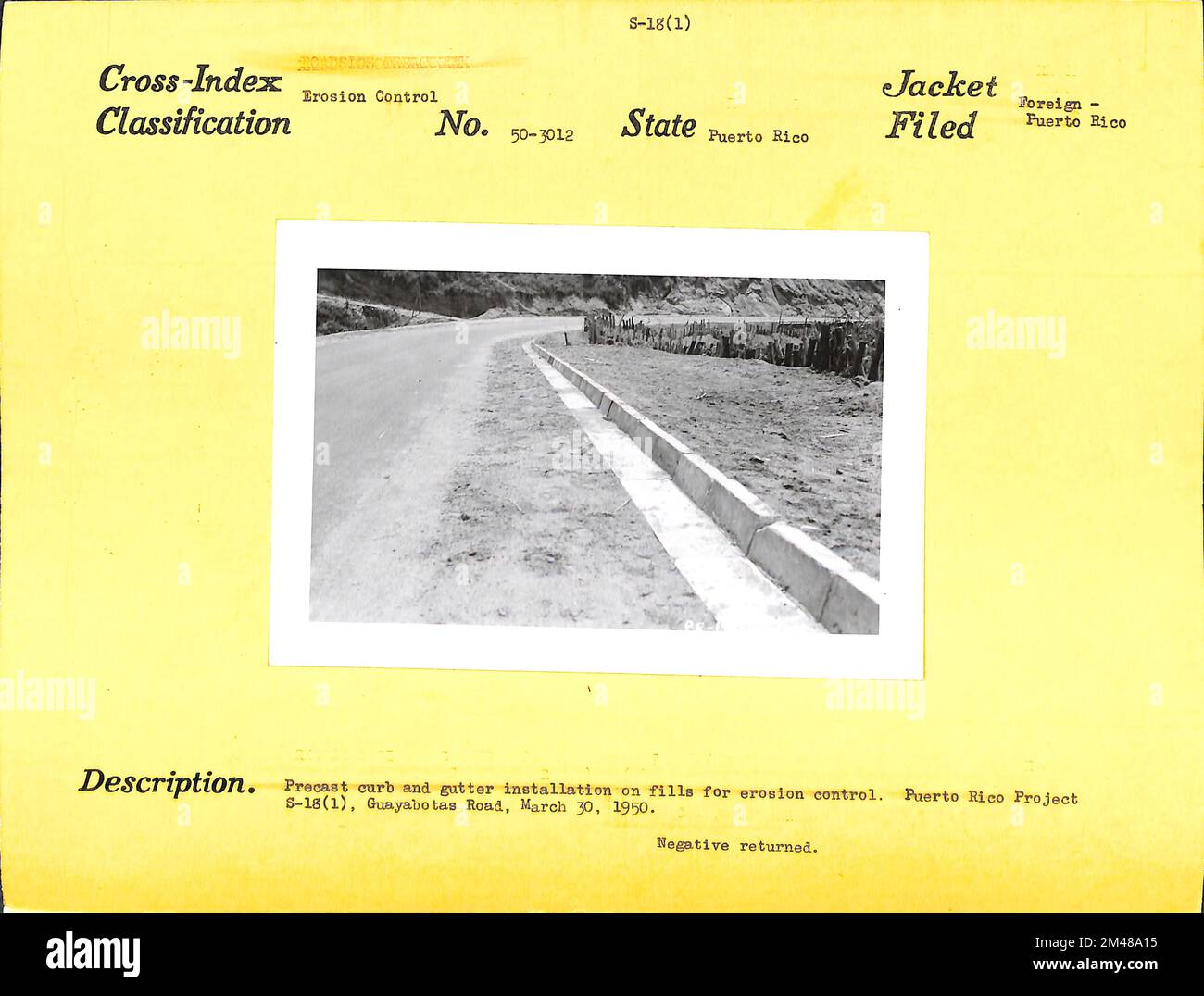 Precast curb and gutter installation, Puerto Rico. Original caption ...