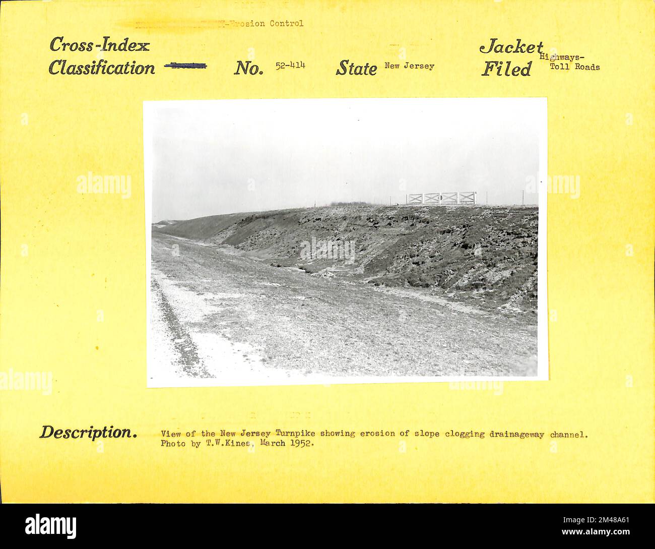 Erosion of slopes along the New Jersey Turnpike. Original caption: View ...