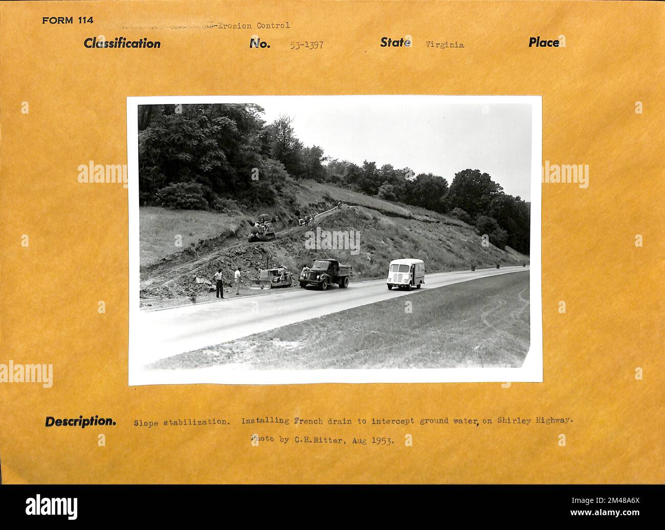 Slope stabilization, Installing French drain on Shirley Highway ...