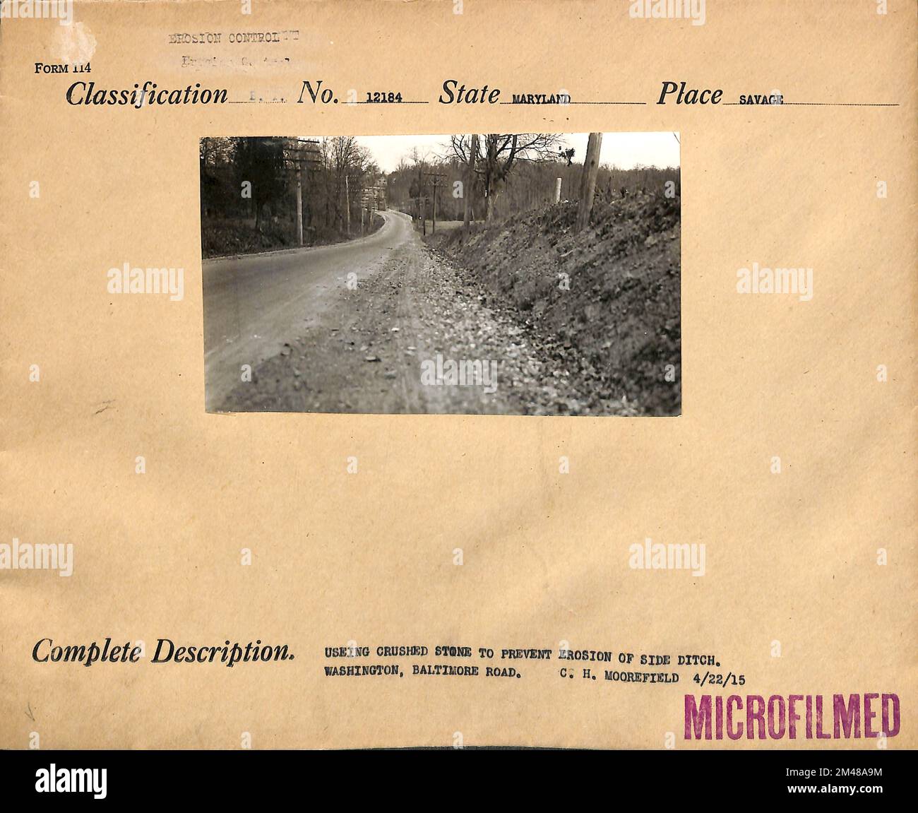 Erosion control using crushed stone on Baltimore-Washington Road ...