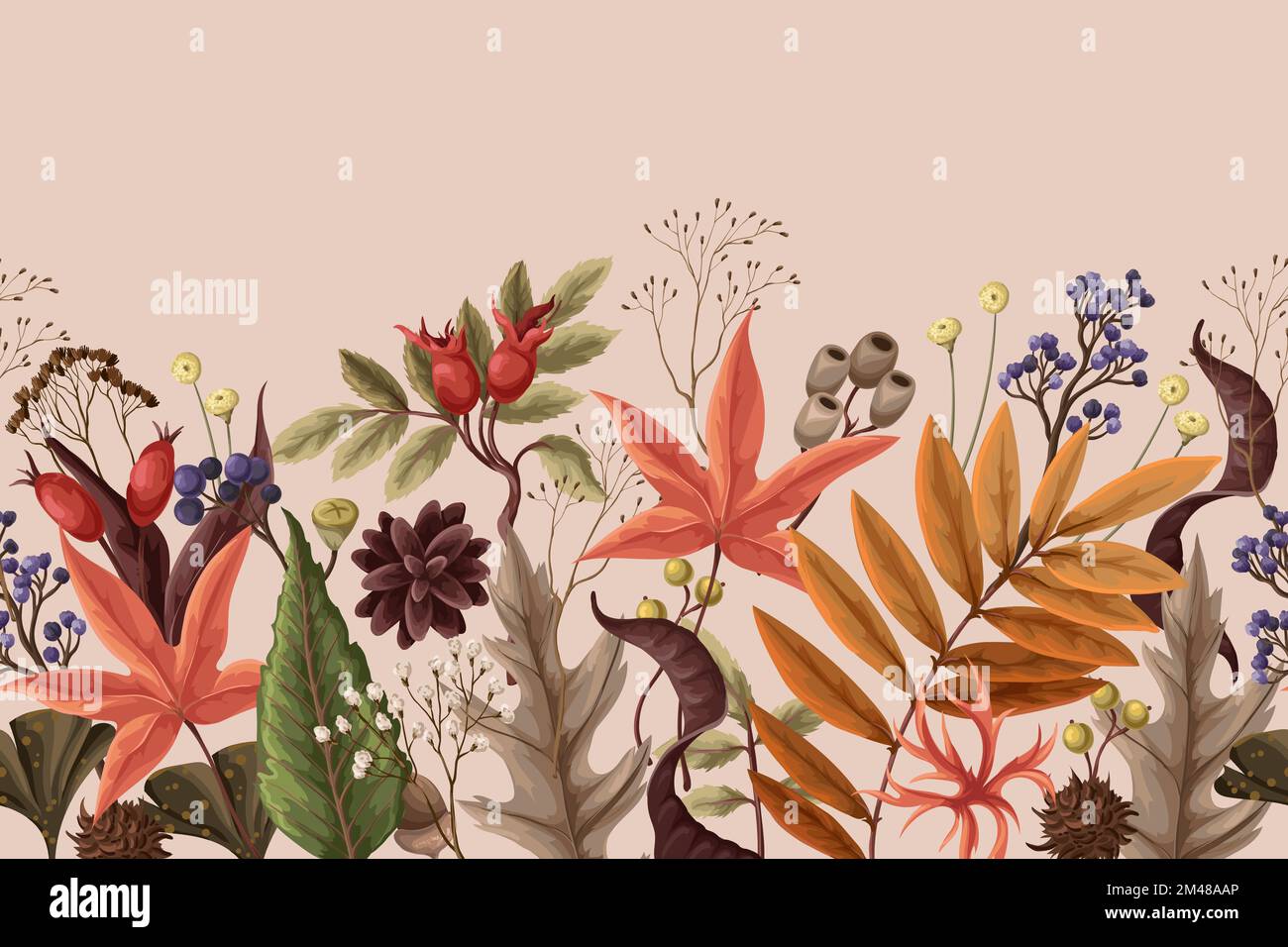 Autumn leaves border watercolor Stock Vector Images - Alamy