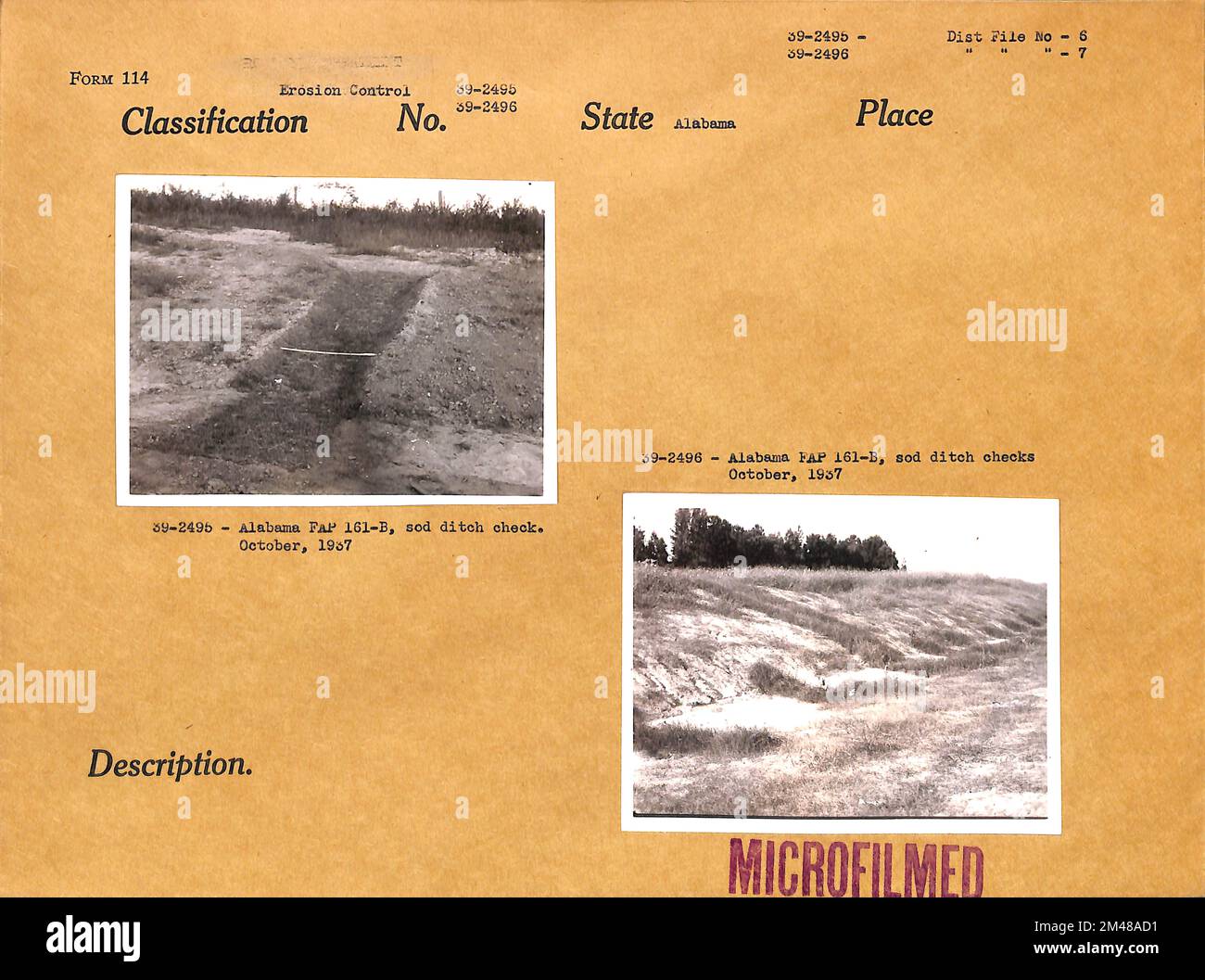 Sod ditch checks, Alabama. Original caption: 39-2495 – Alabama FAP-161 ...