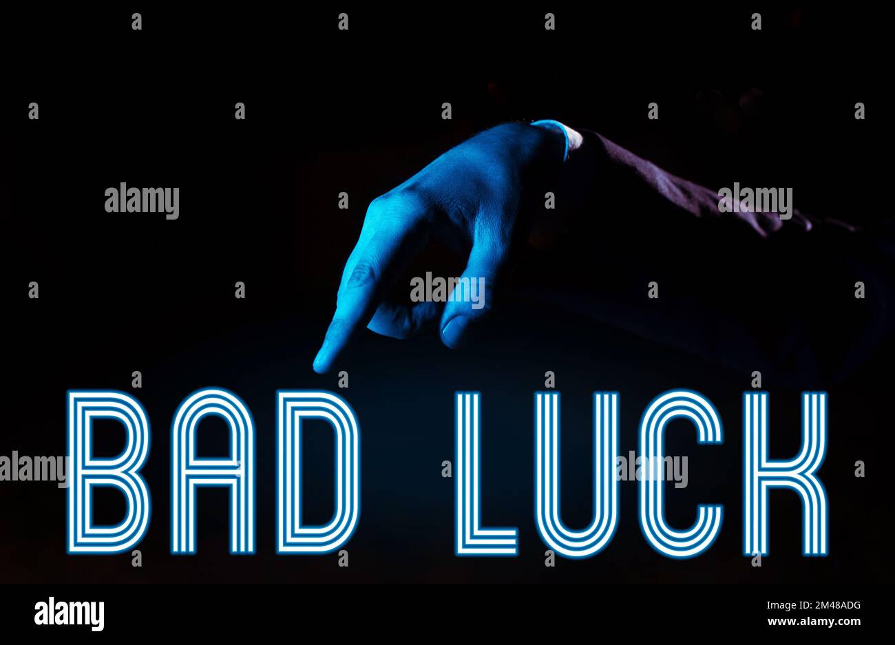 Hand writing sign Bad Luck. Business approach an unfortunate state ...