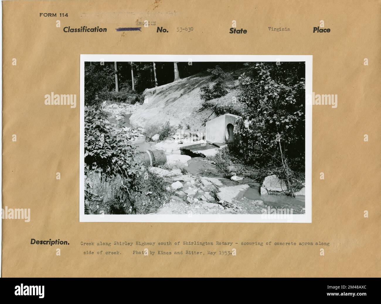 Creek along Shirley Highway. Original caption: Creek along Shirley ...
