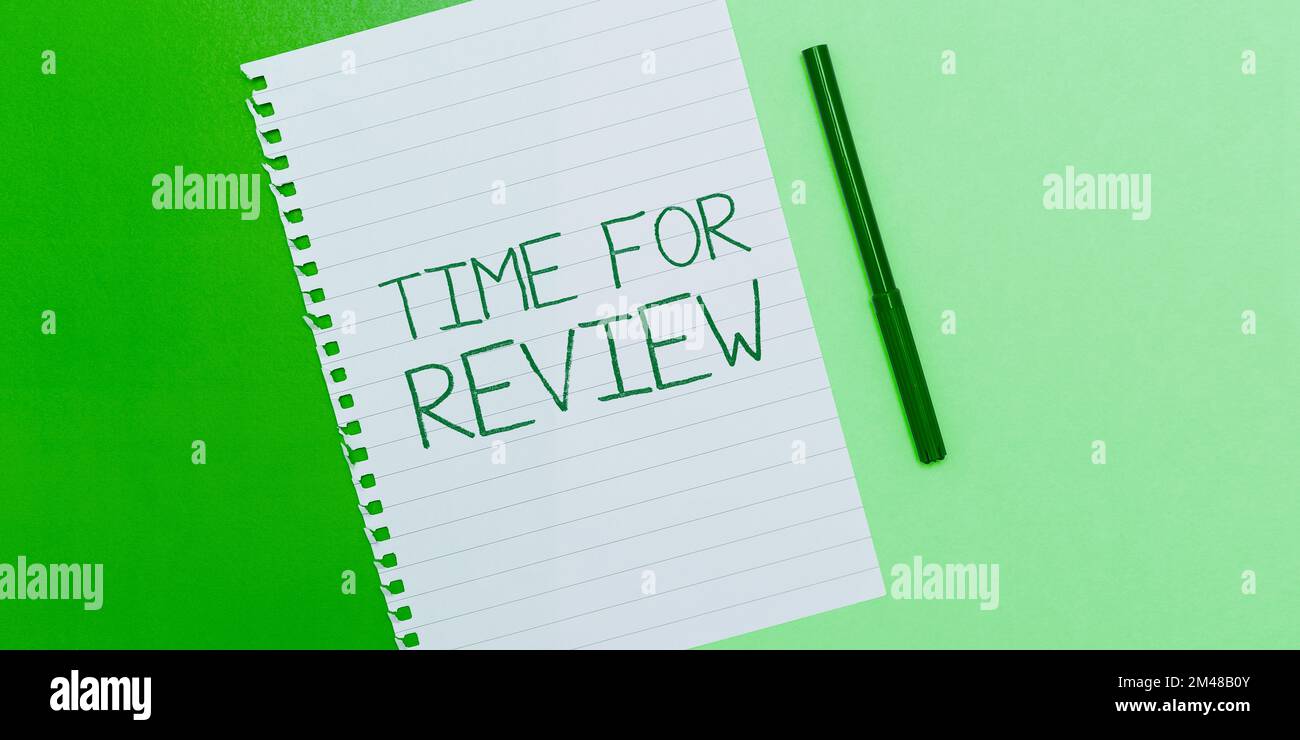 Text caption presenting Time For Review. Concept meaning Evaluation ...