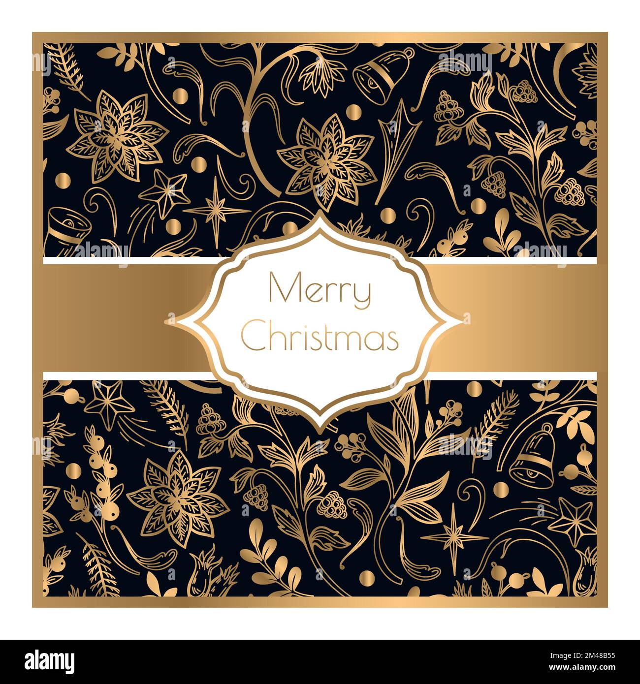 Card with gold Christmas elements. Vector Stock Vector Image & Art - Alamy