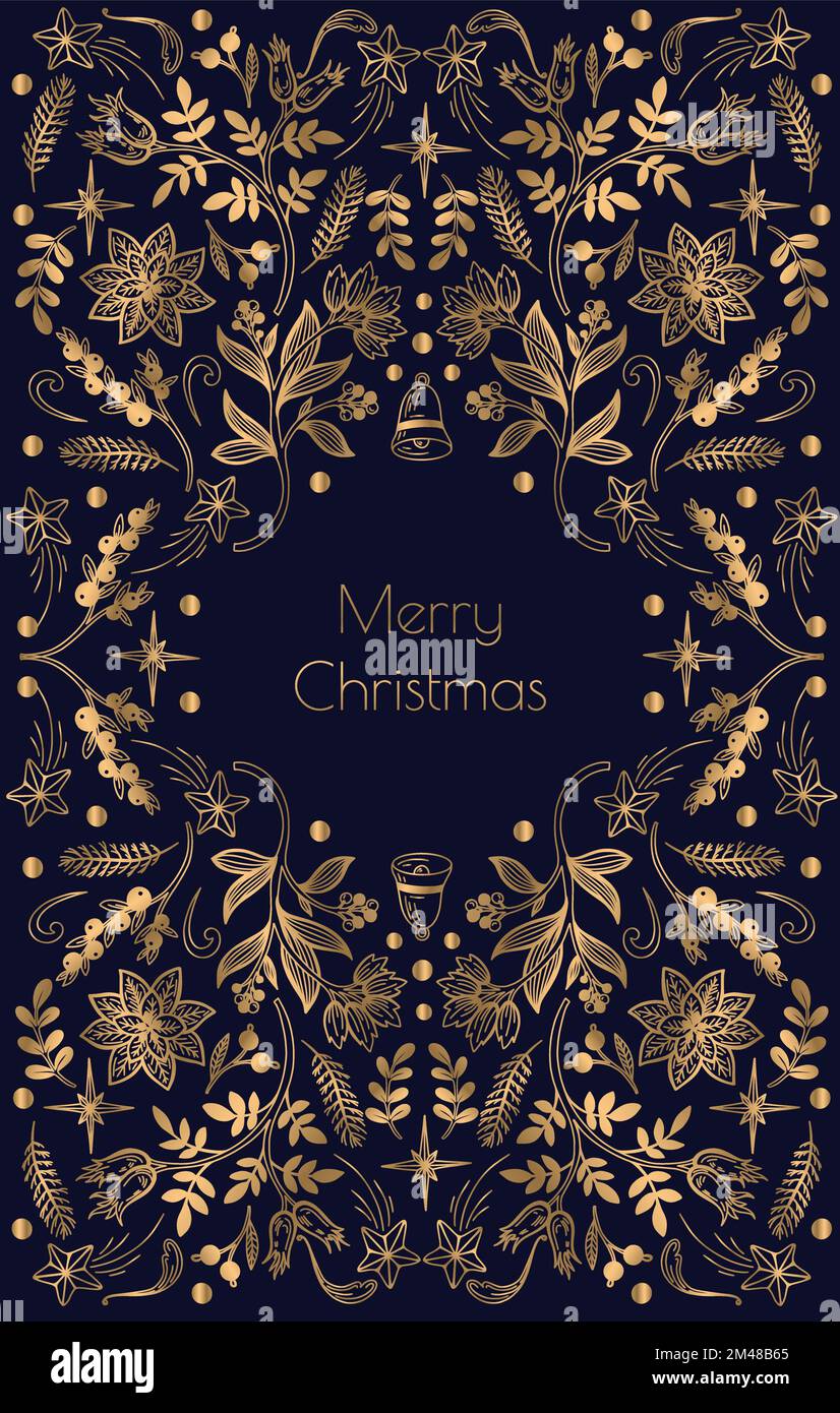 Christmas wedding card golden Stock Vector Images - Alamy