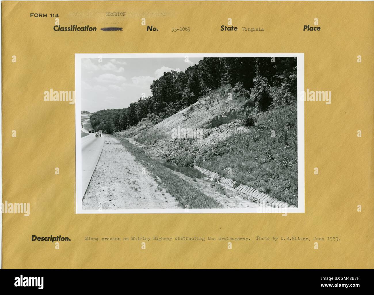 Slope Erosion on Shirley Memorial Highway. Original caption: Slope ...