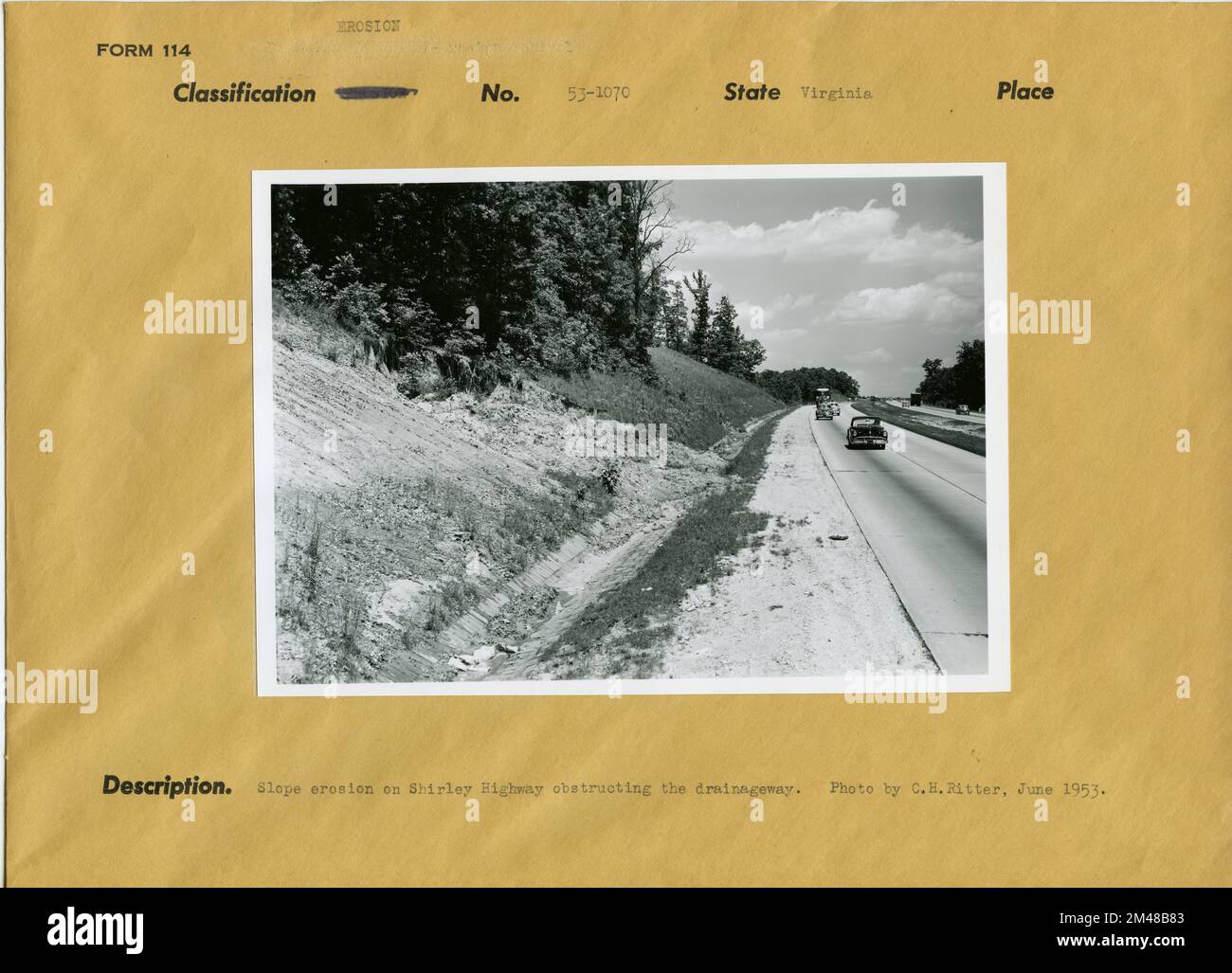 Slope Erosion on Shirley Memorial Highway. Original caption: Slope ...