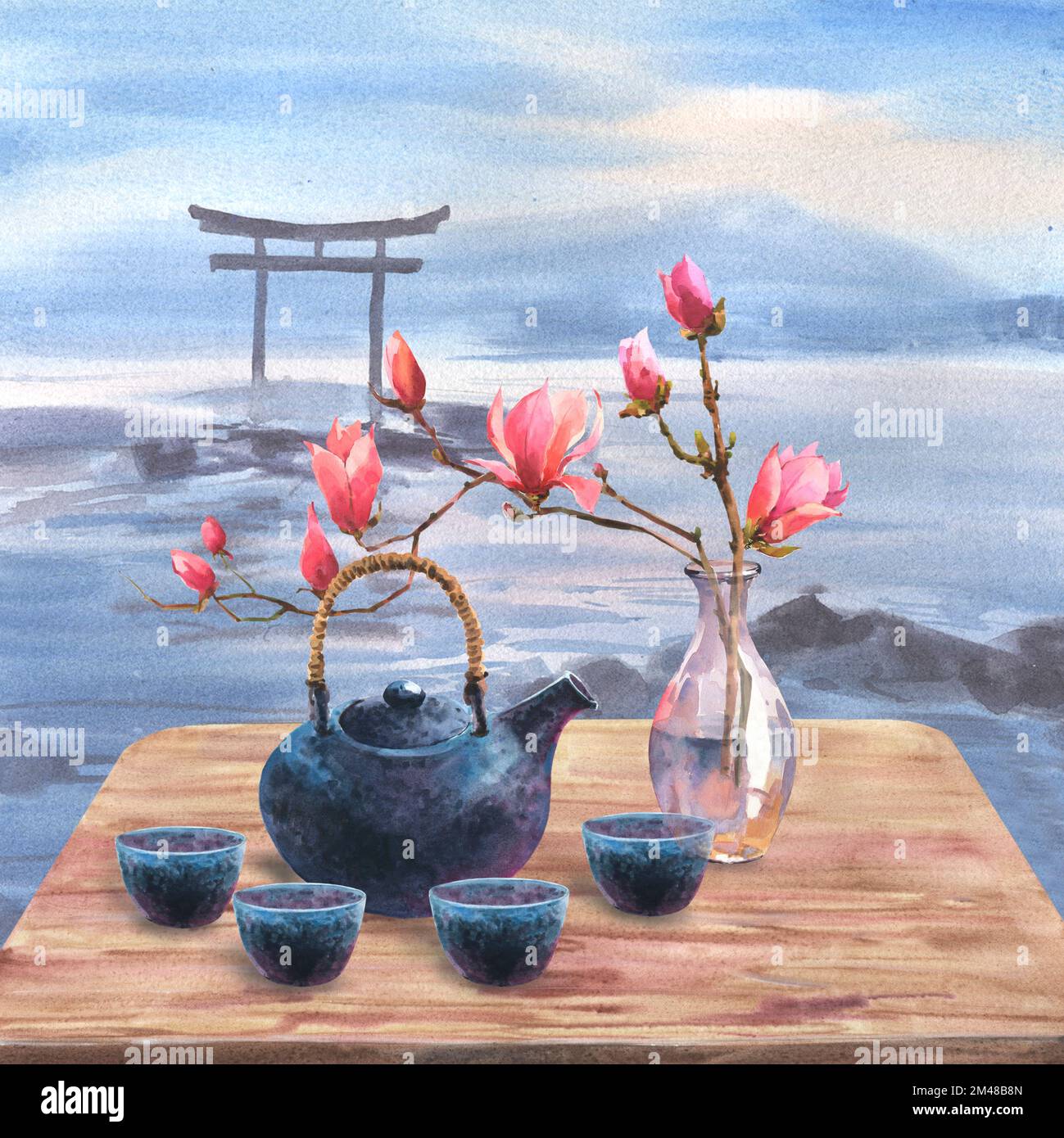 Japanese tea ceremony drawing hi-res stock photography and images - Alamy