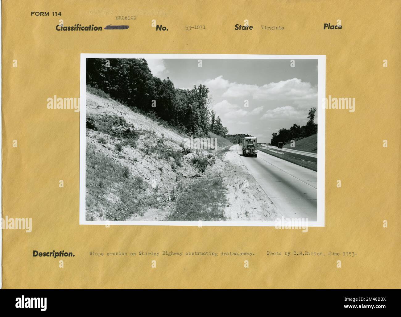 Slope Erosion on Shirley Memorial Highway. Original caption: Slope ...