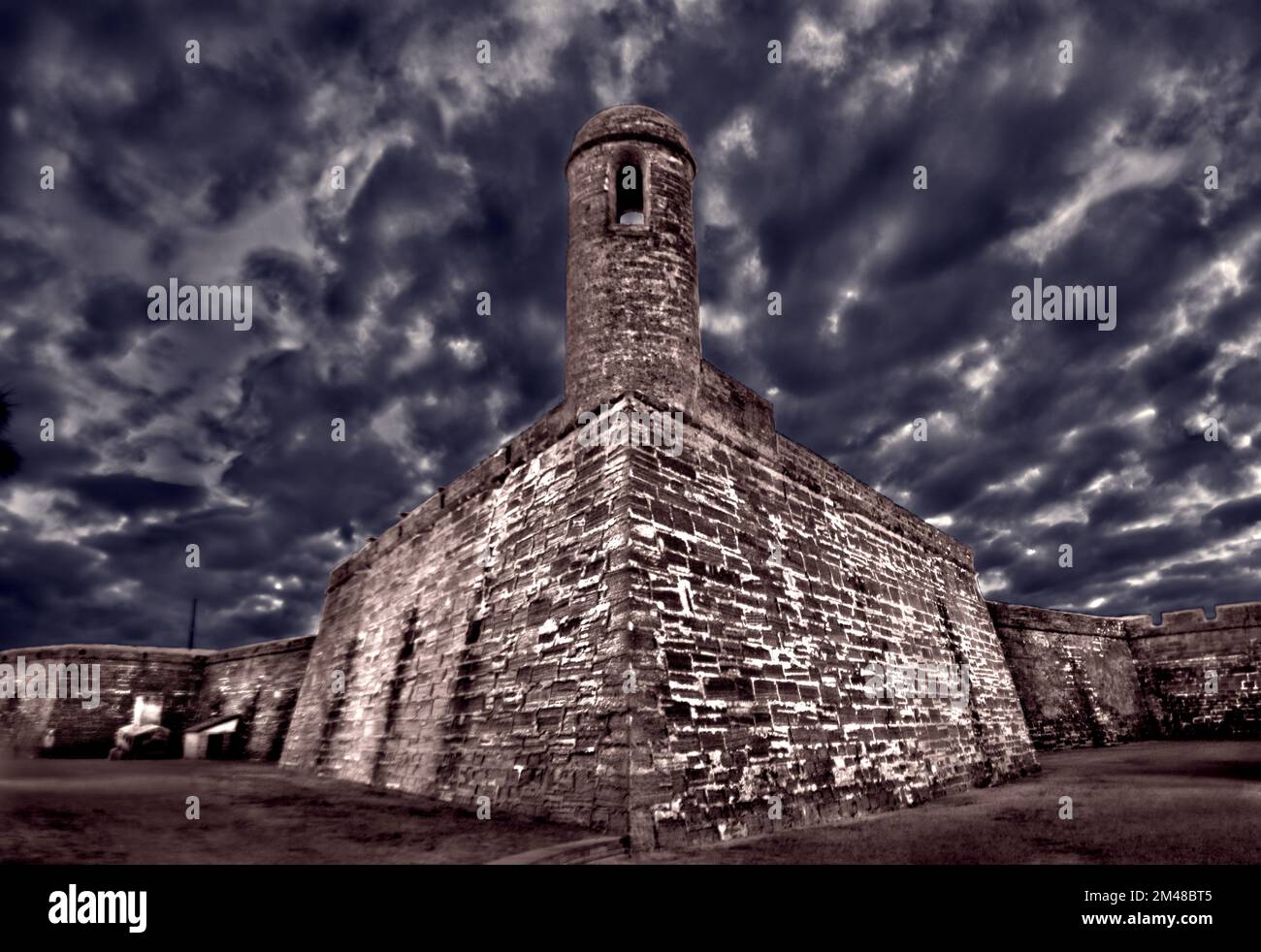 The Castillo De San Marcos is lit up against the night sky in St ...