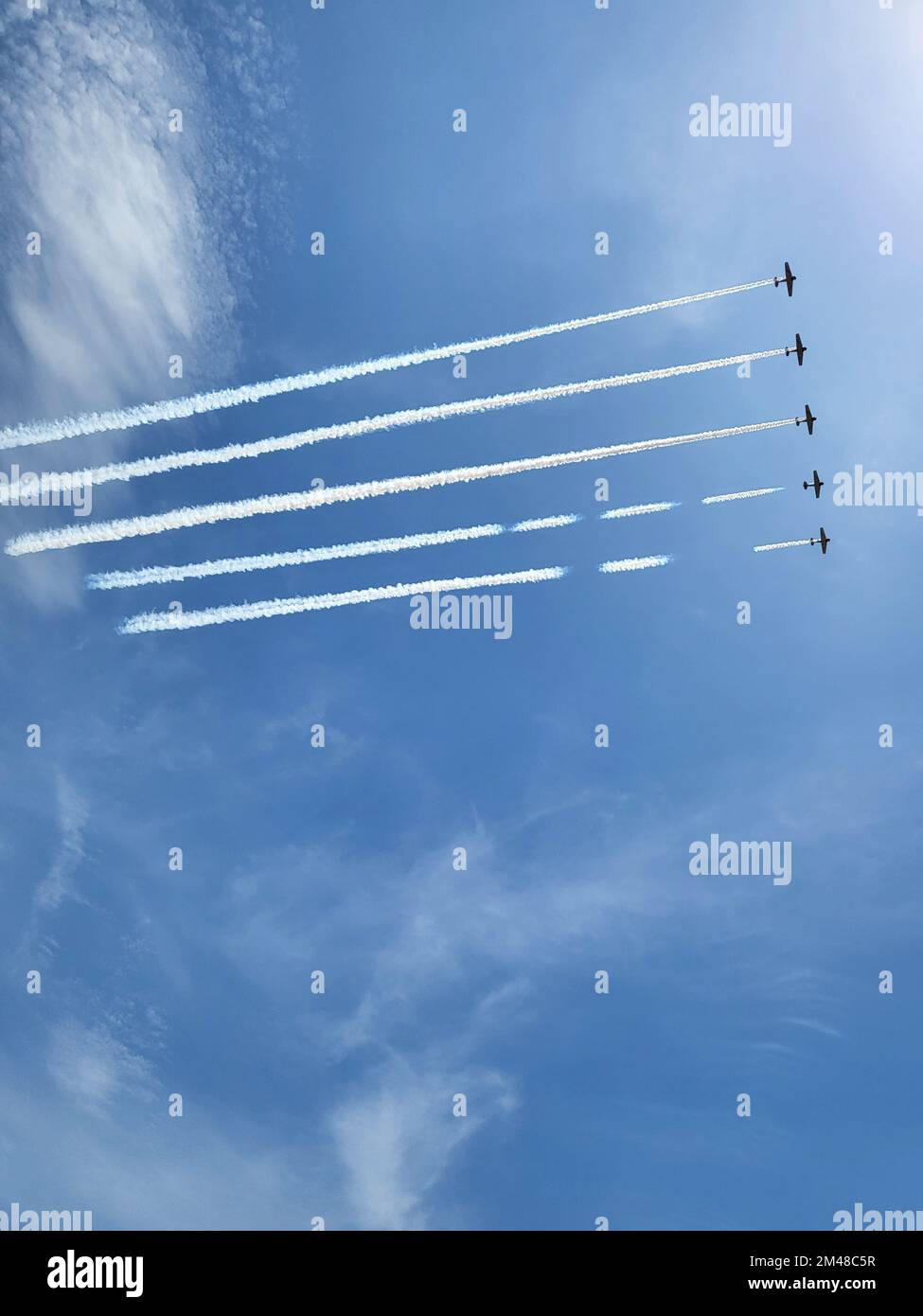 A beautiful shot of parade of airplanes flying in the sky Stock Photo ...