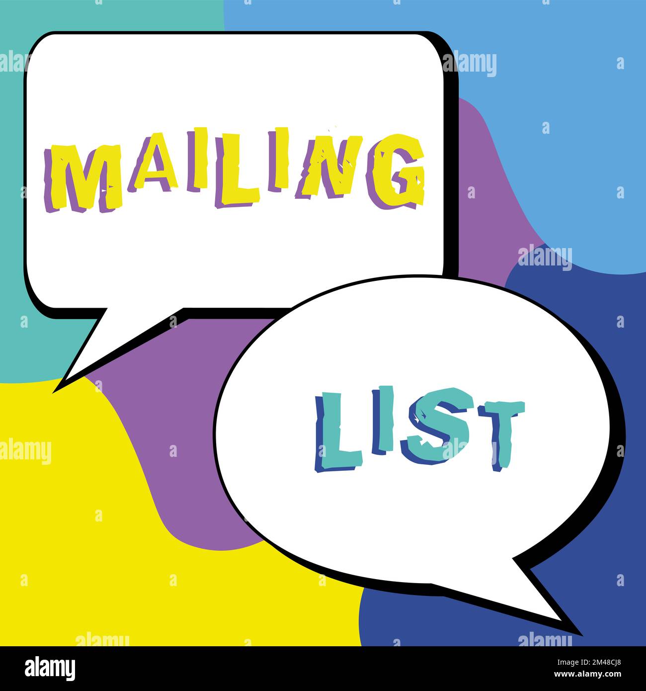 Hand writing sign Mailing List. Business approach list of people who ...