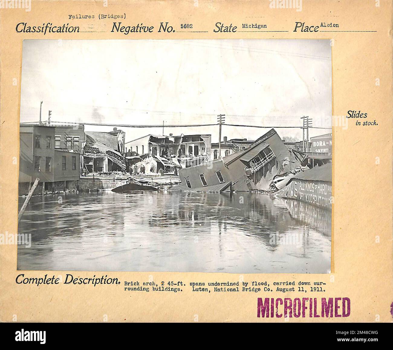 Flooded Bridge, Michigan. Original caption: Brick arch, 2 45-ft. spans ...